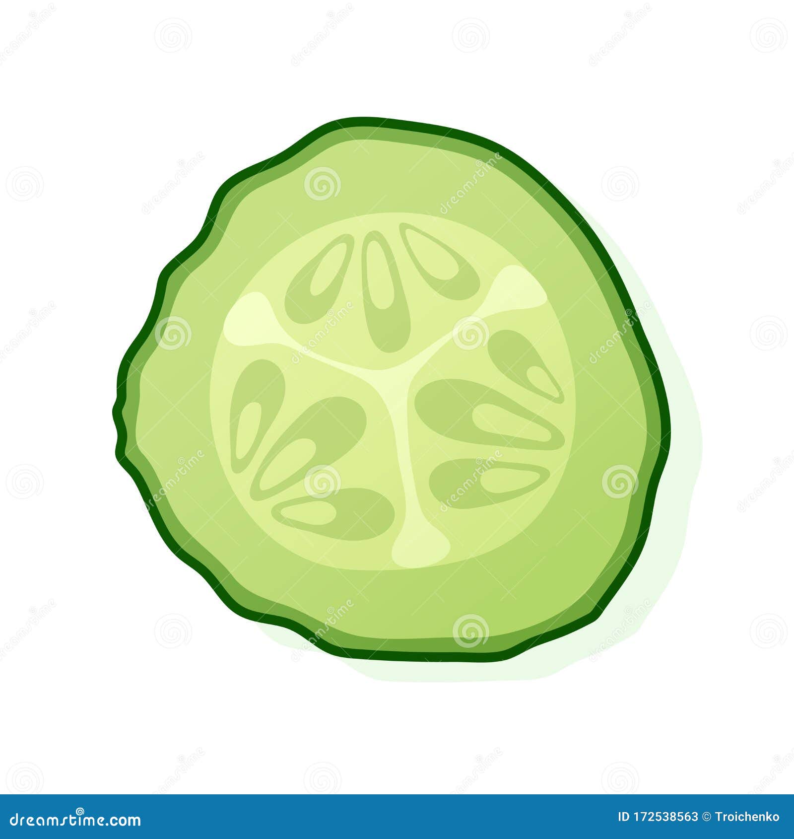 Cucumber Slice Isolated On White Background Green Round Piece Of