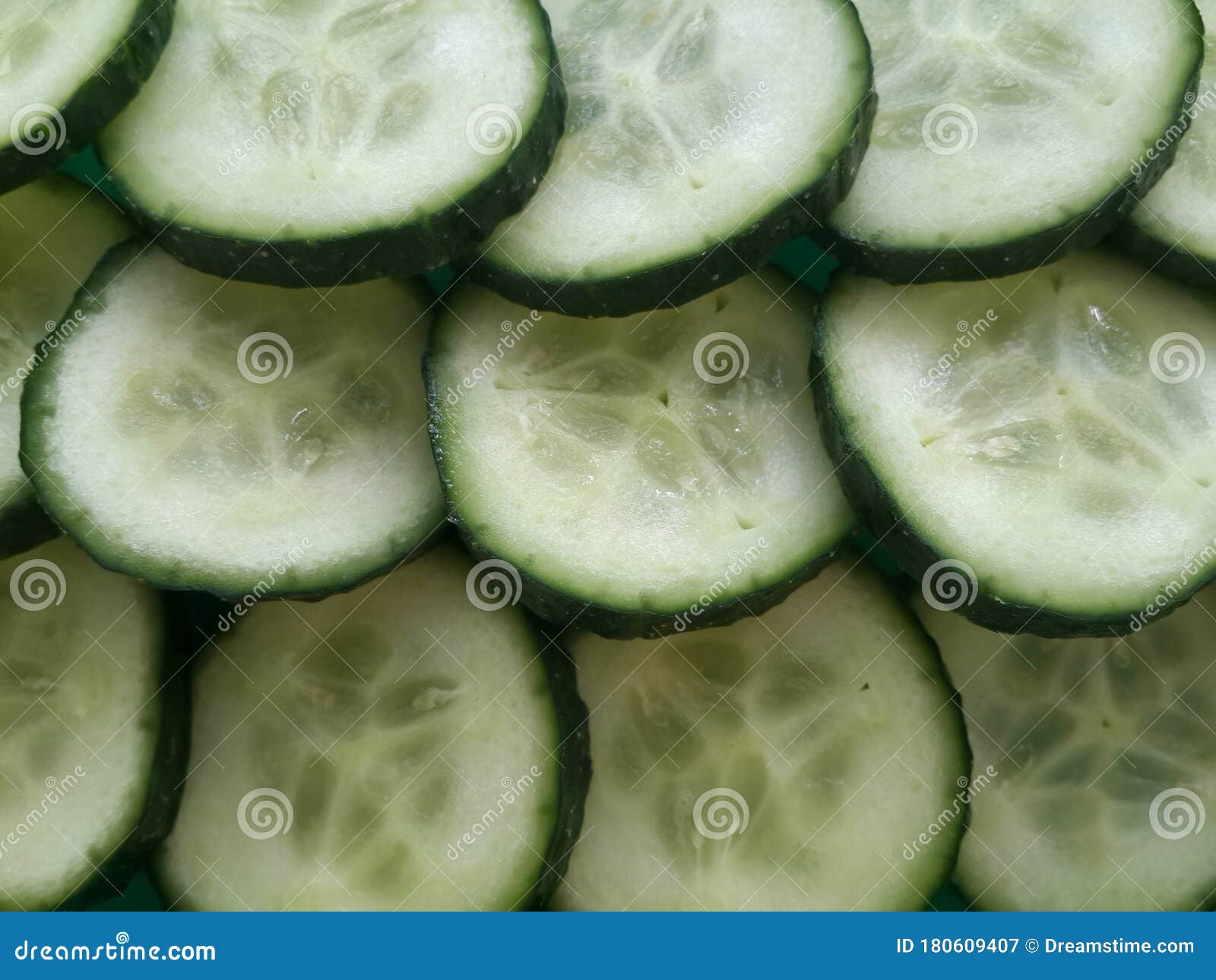 Cucumber Slices on a Green Platter Stock Image - Image of cucumber ...