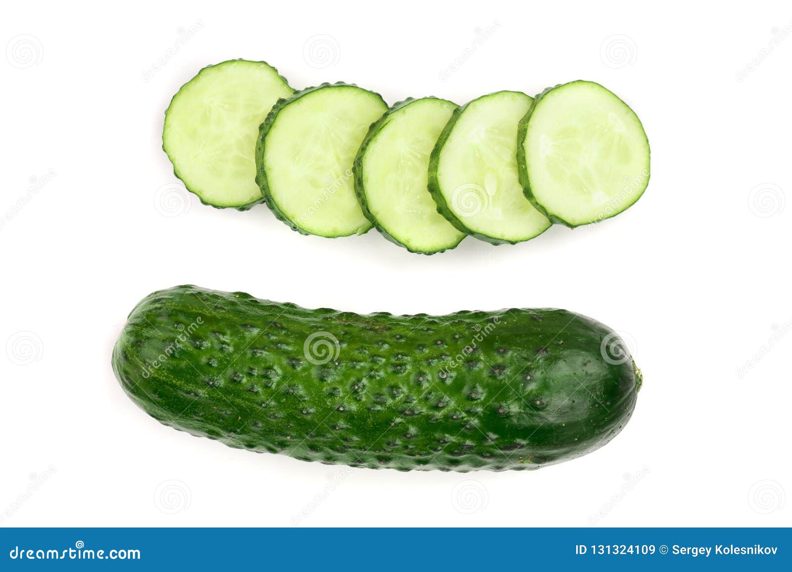 Cucumber Slices Isolated on White Background. Top View Stock Image ...