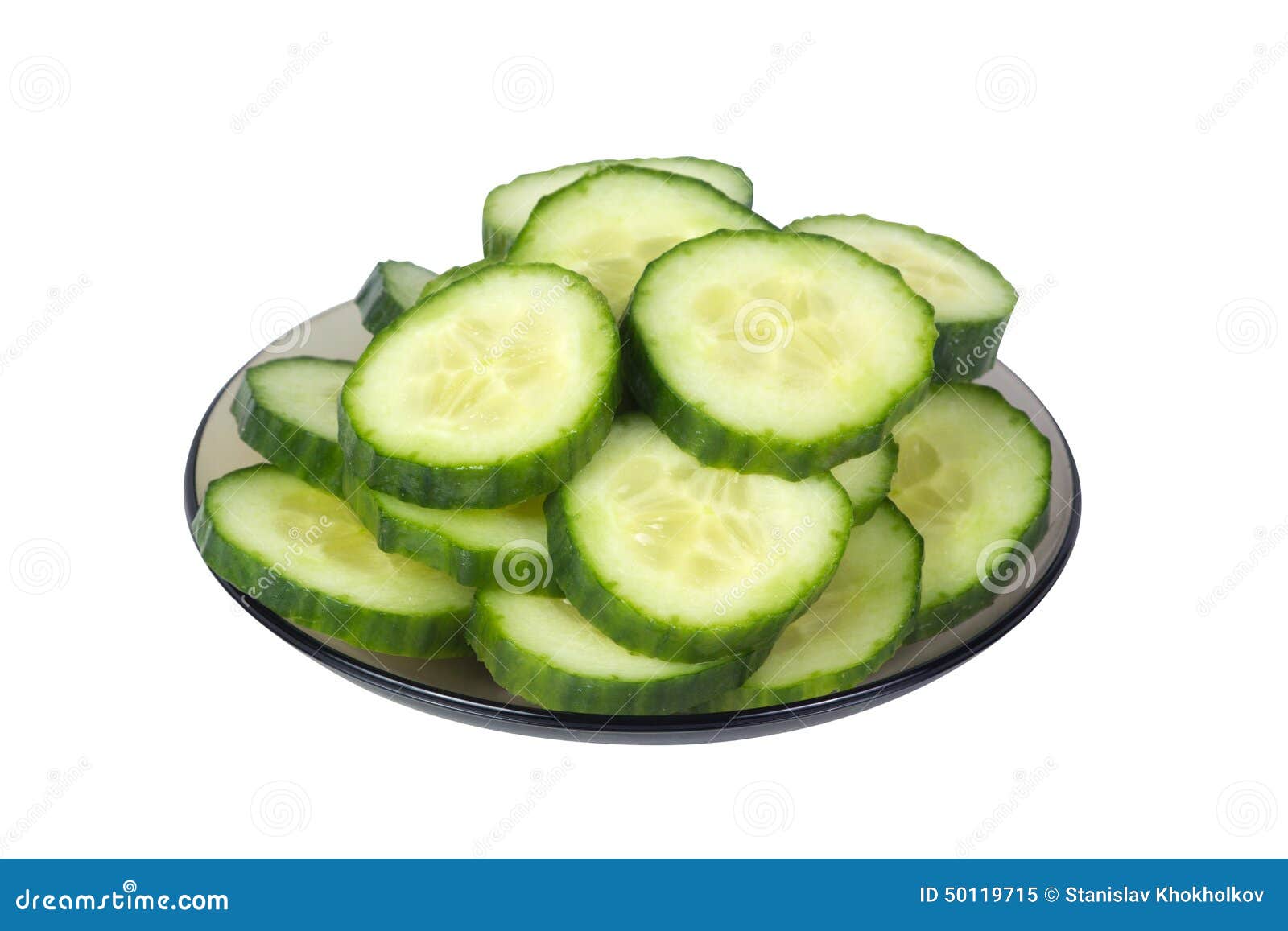 Cucumber slices on a plate stock image. Image of food - 50119715