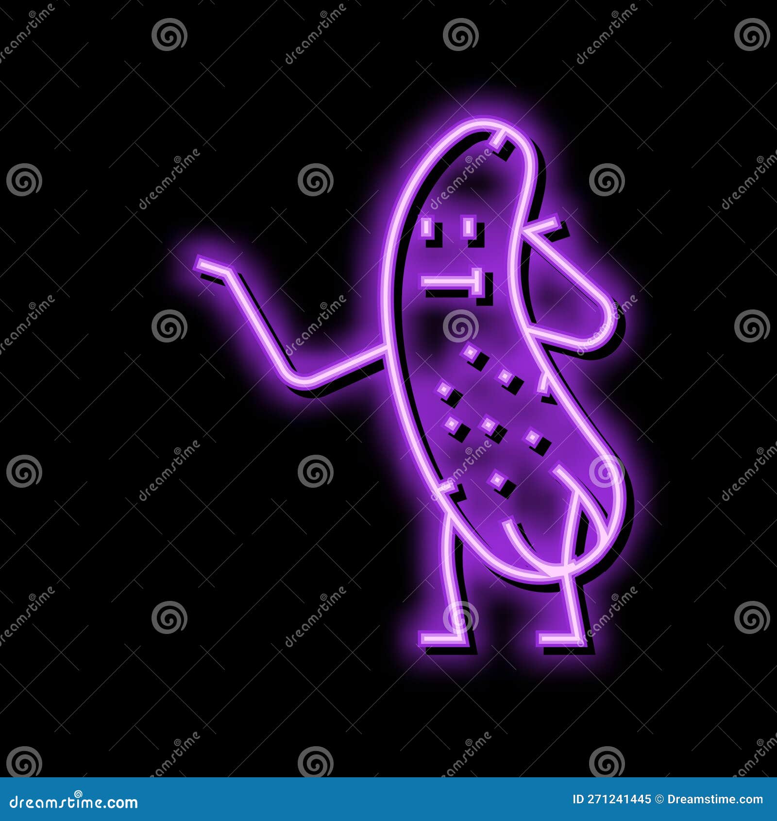 Cucumber Vegetable Character Neon Glow Icon Illustration Stock Vector ...