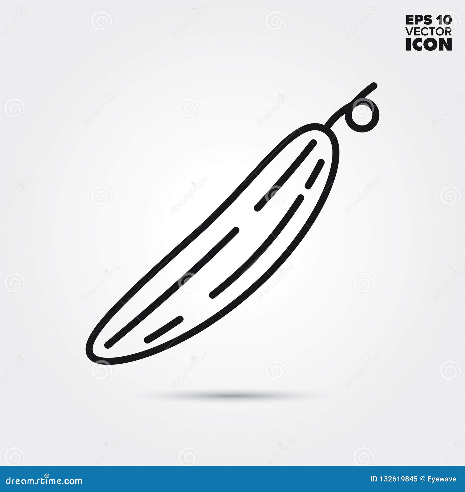 Cucumber Vegetable Vector Line Icon Stock Vector - Illustration of ...