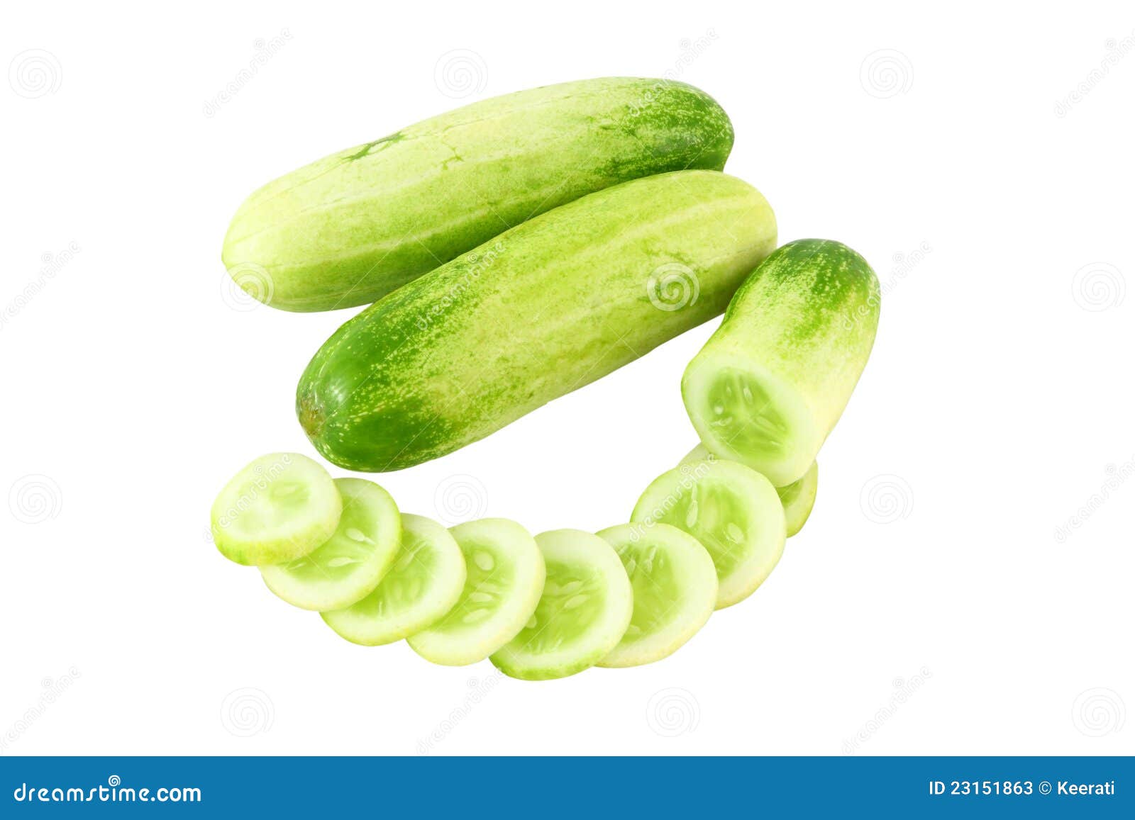 Cucumber Whole and Curve of Sliced Stock Image - Image of agriculture ...
