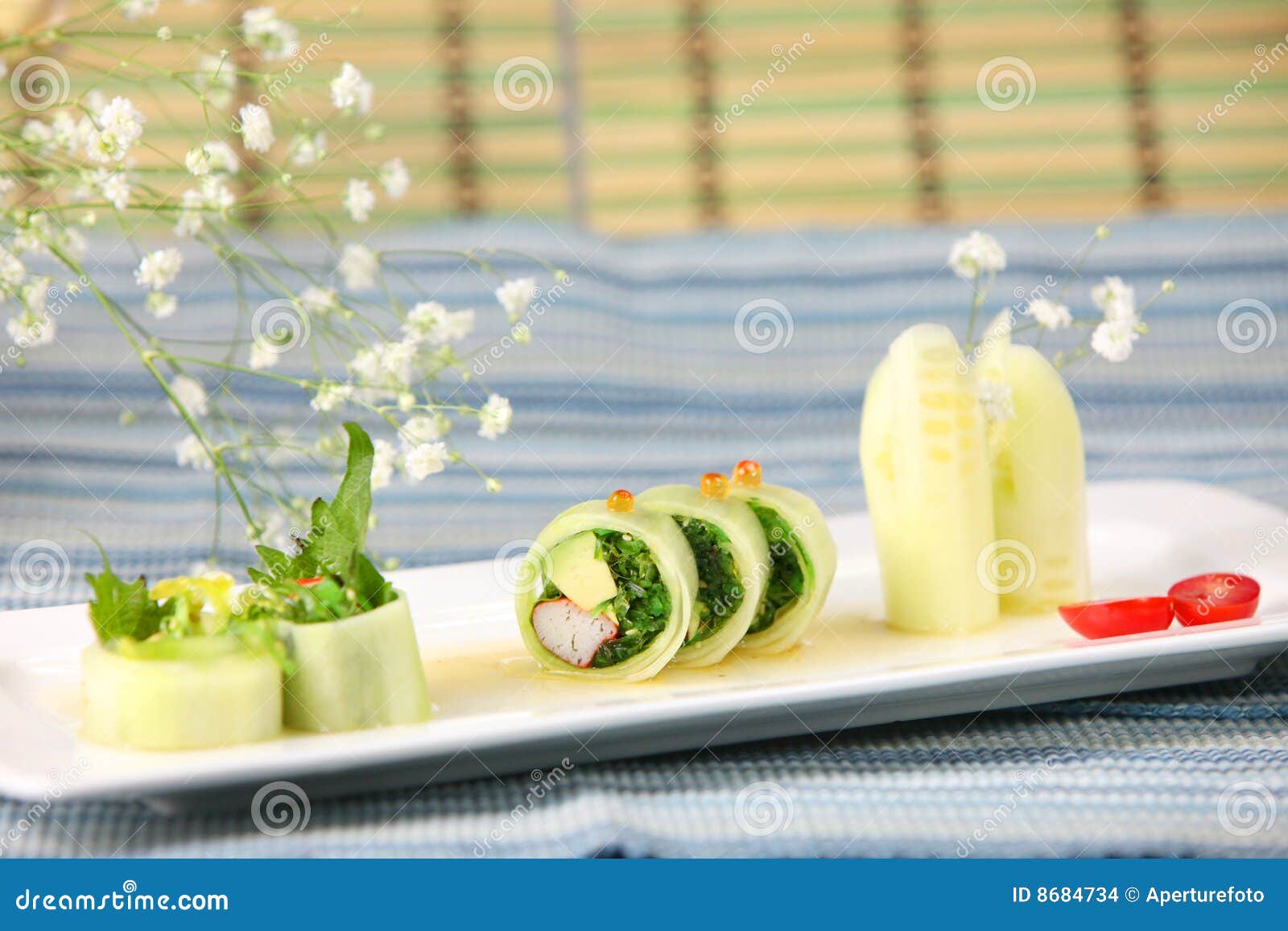 Cucumber wrap roll stock photo. Image of seafood, sushi - 8684734