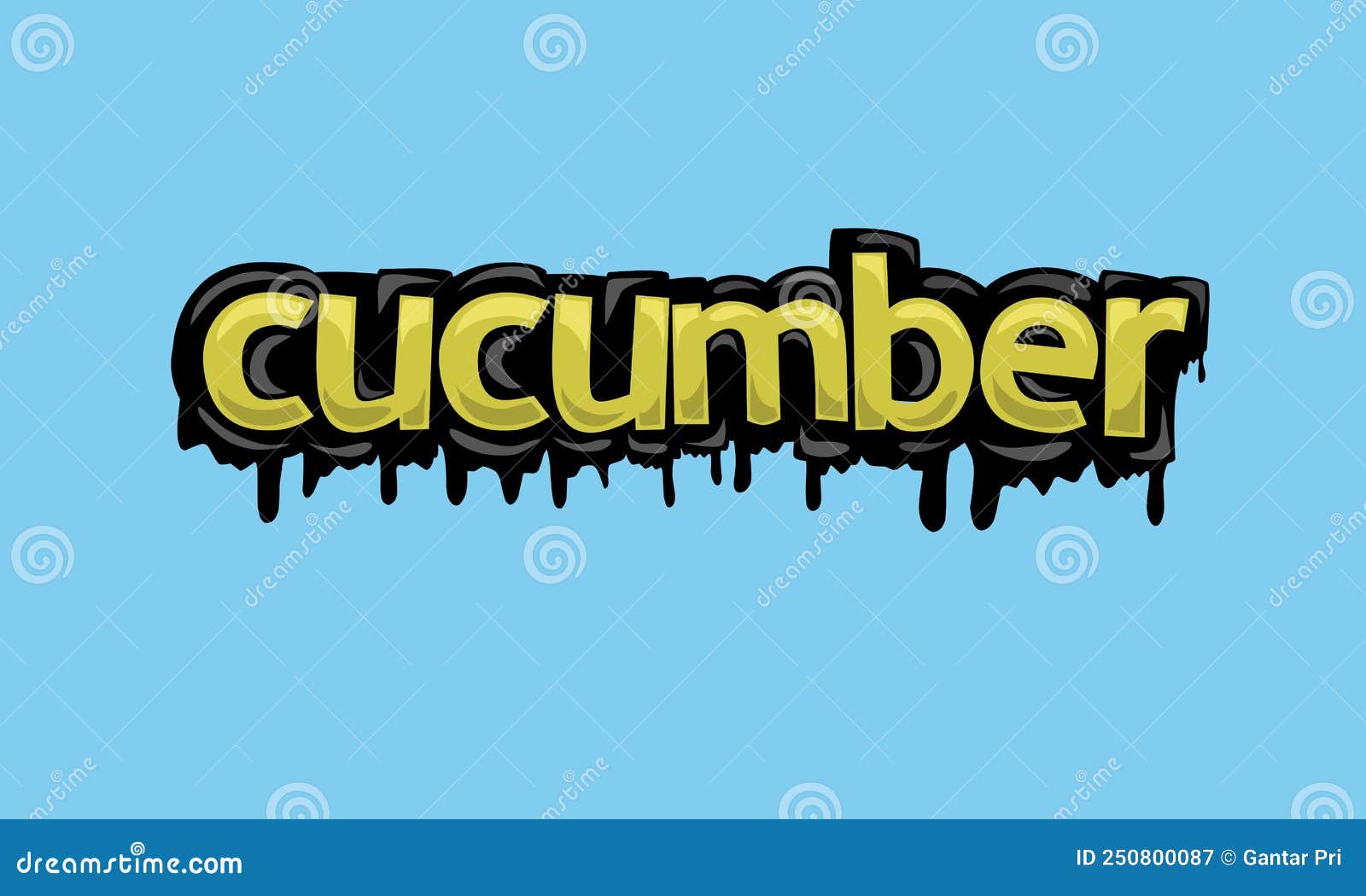 CUCUMBER Writing Vector Design on Blue Background Stock Illustration ...