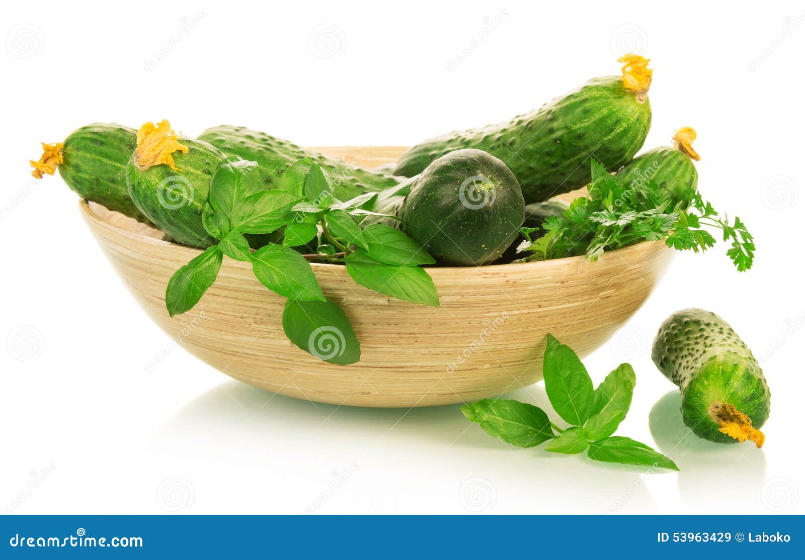 Cucumbers in bowl stock image. Image of basil, food, eating - 53963429