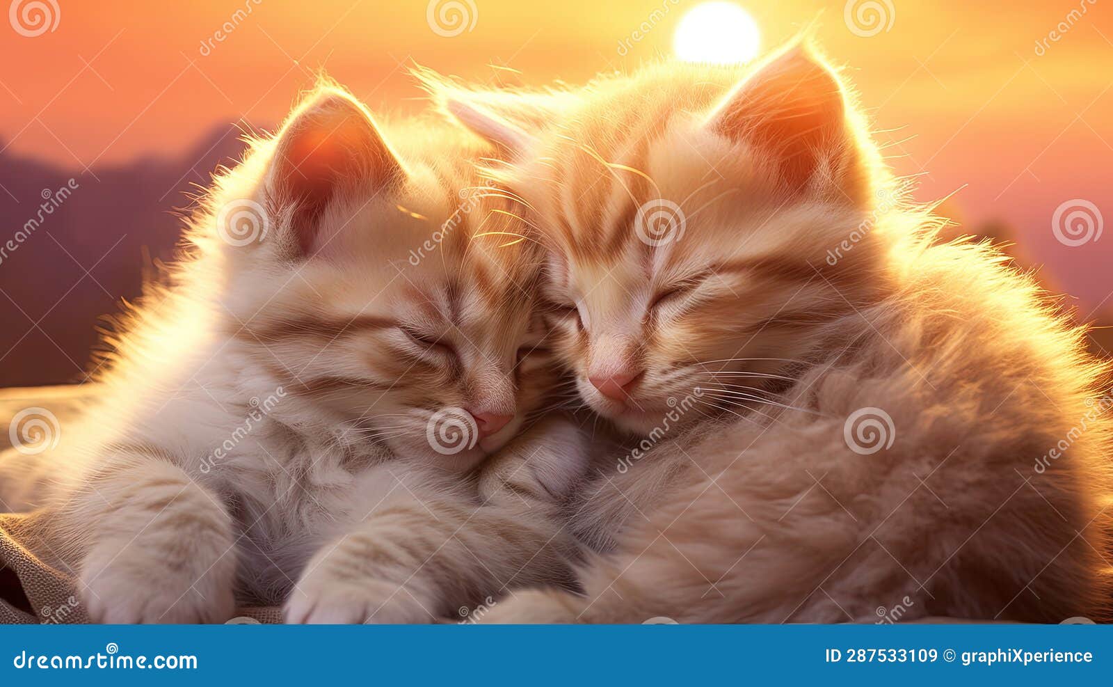 Cuddle Pile of Kittens stock illustration. Illustration of sunset ...