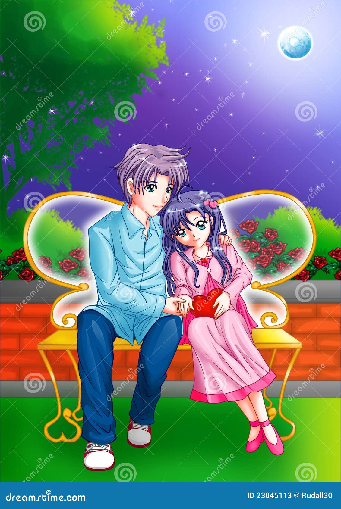 Cuddling stock illustration. Illustration of moonlight - 23045113