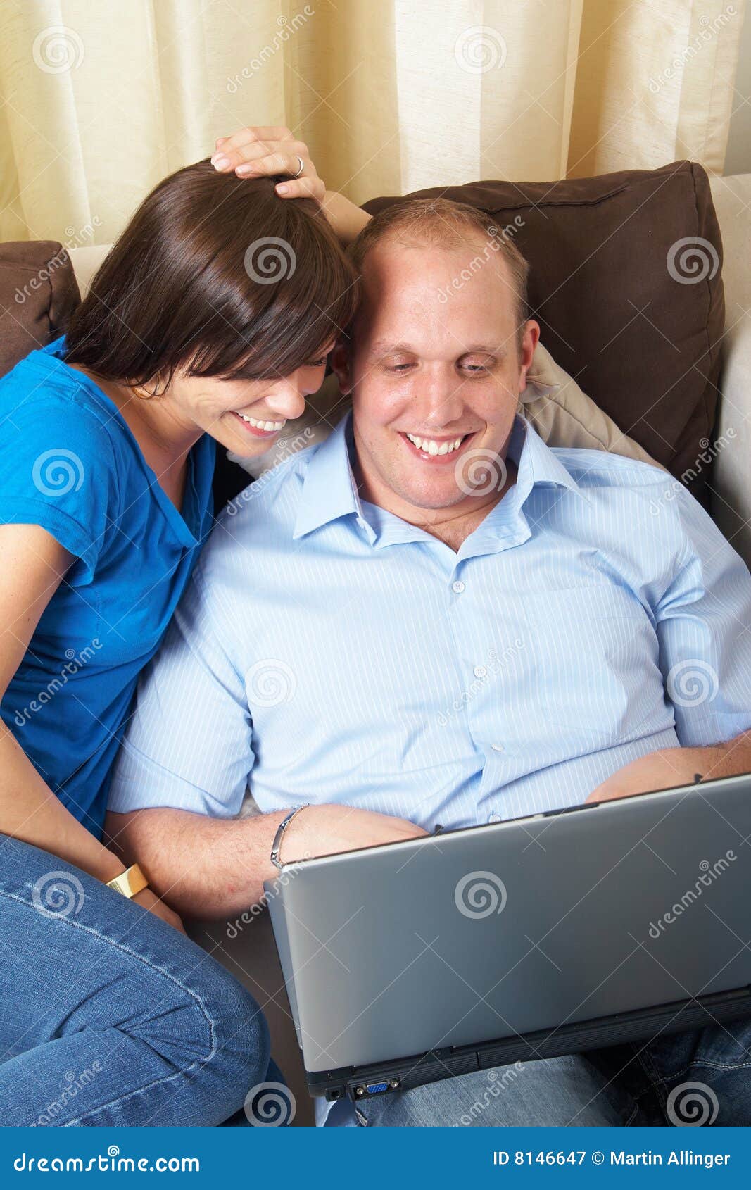 Cuddling with the laptop stock image. Image of laptop - 8146647