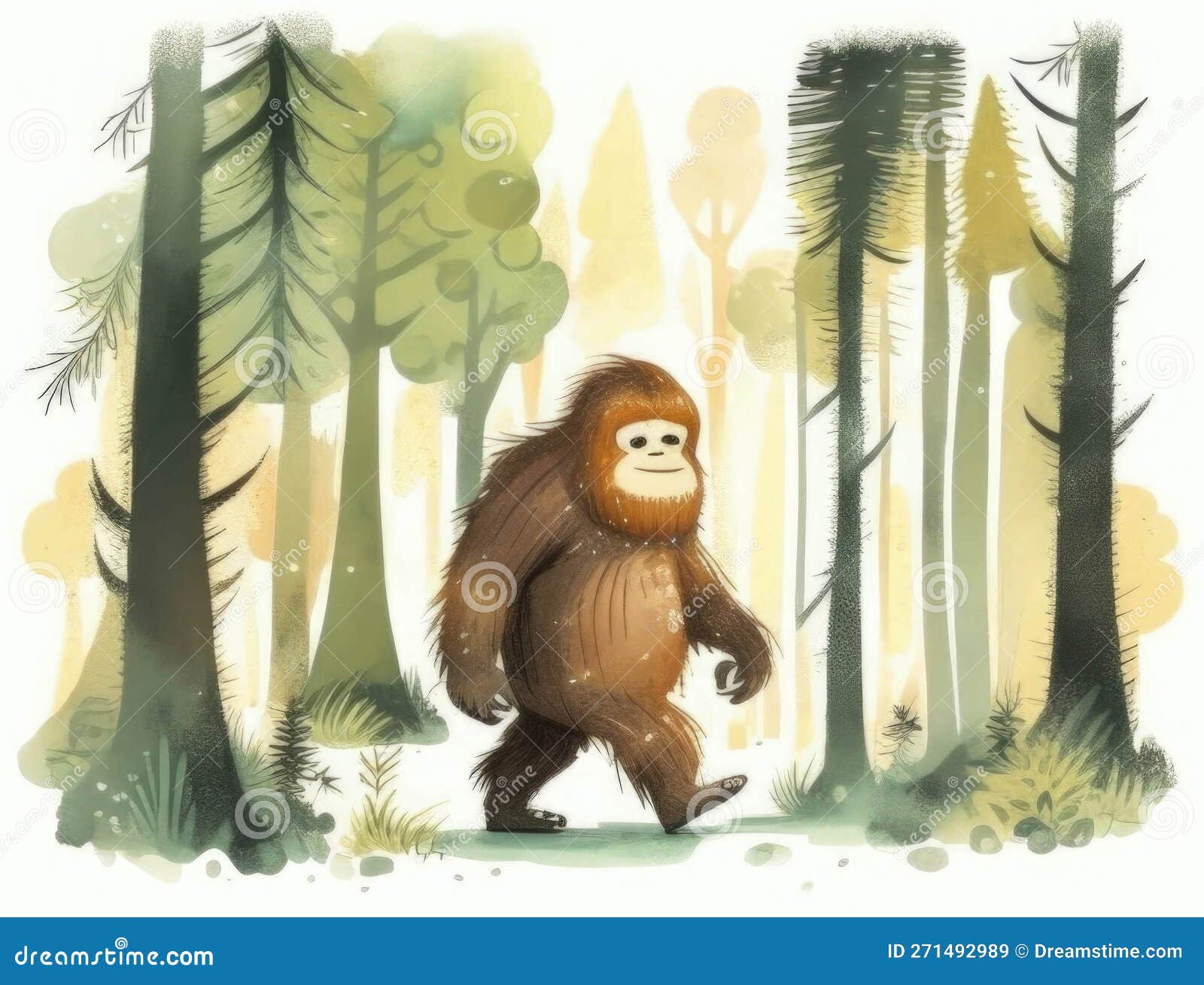 A Cuddly Bigfoot Marching through the Forest with Determination Cute ...