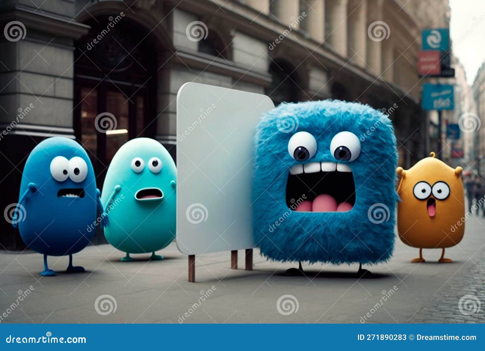 Cuddly Extrange Funny Criatures, with Blank Signboards To Help To ...