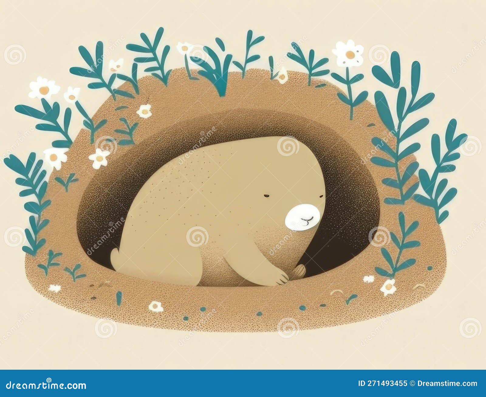 A Cuddly Wombat Curled Up in Its Burrow. Cute Creature Stock ...
