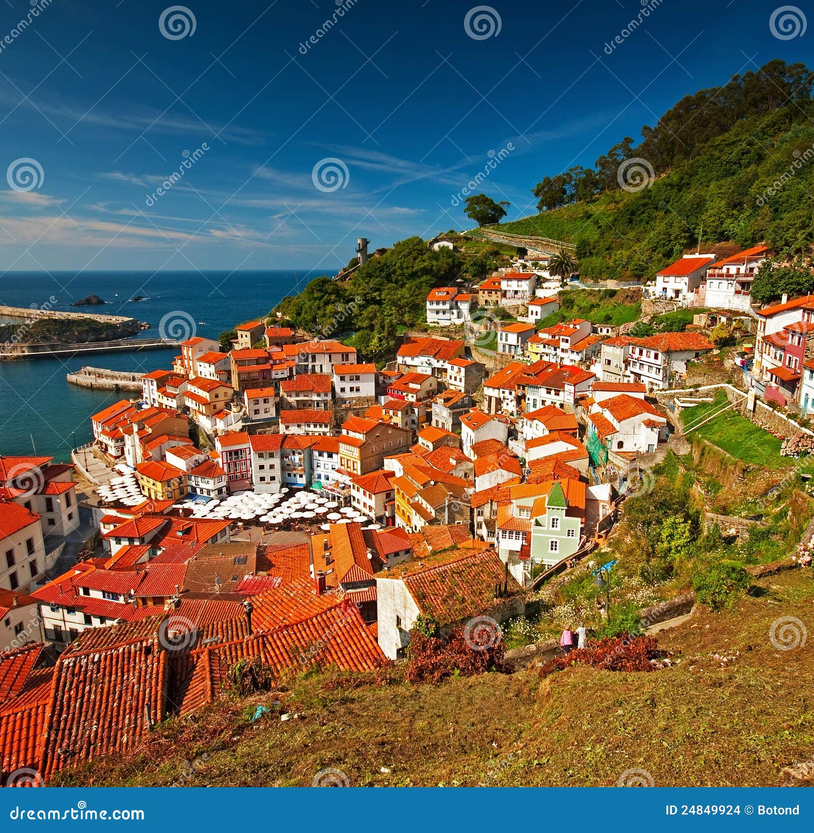 Cudillero stock photo. Image of city, ocean, pier, famous - 24849924