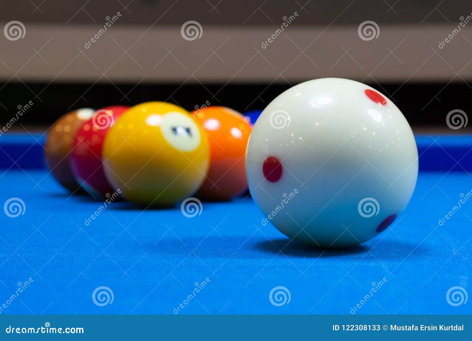 Billiard Cue Ball and Solid Balls Stock Image - Image of blue ...