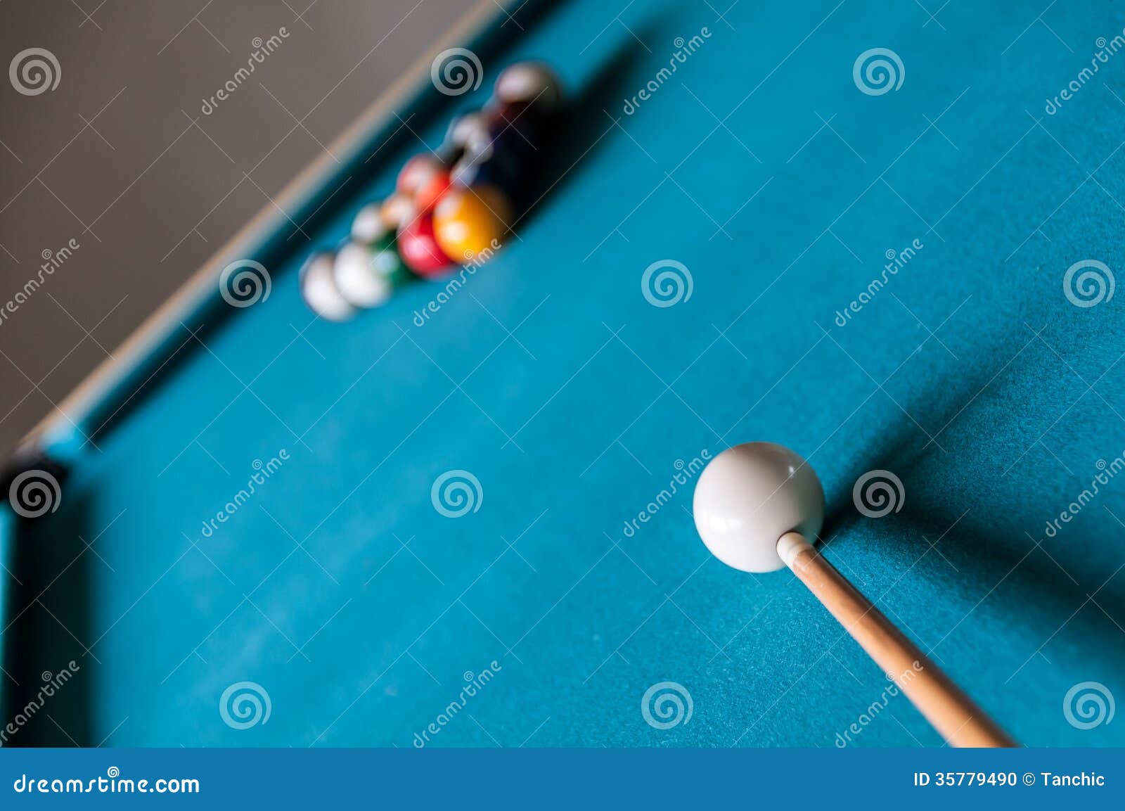 Cue and Balls are on the Table Stock Photo - Image of number, leisure ...
