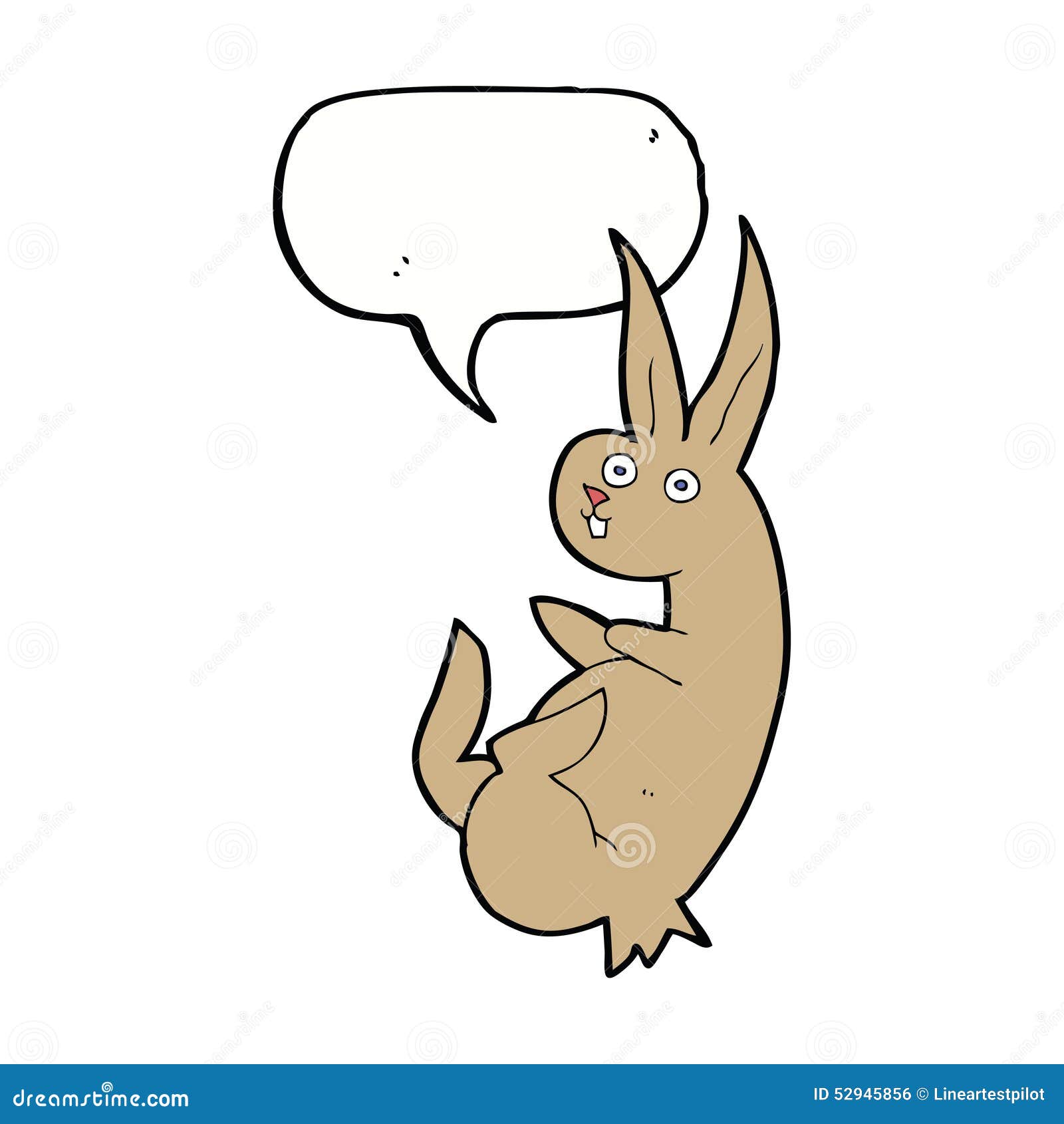 Cue Cartoon Rabbit with Speech Bubble Stock Illustration - Illustration ...