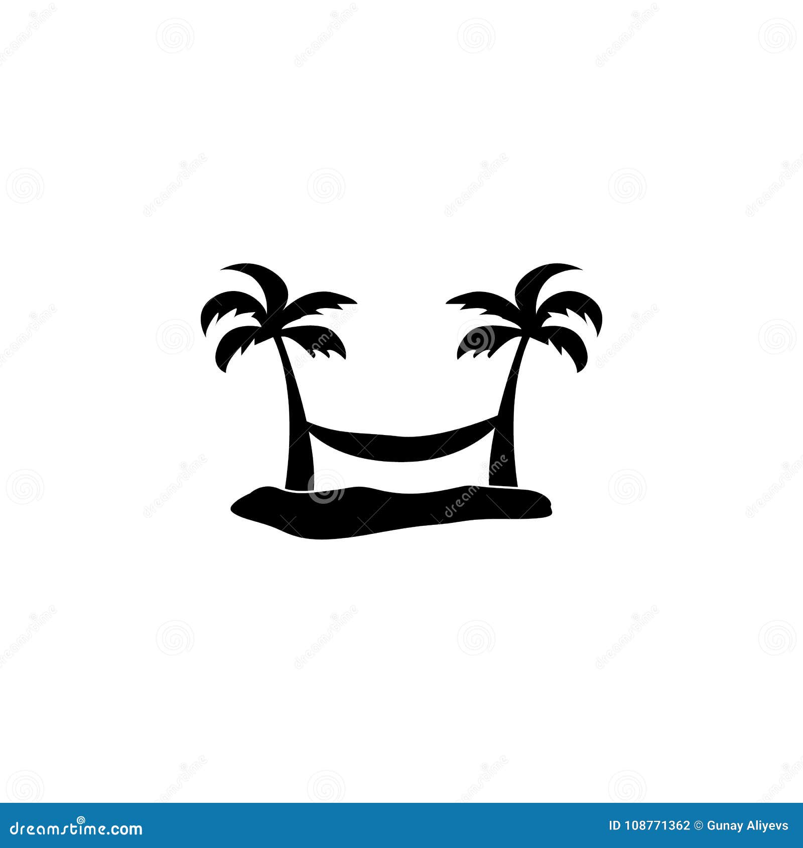 Cuelgue De Una Hamaca Entre El Icono De Dos Palmeras Stock de ...
