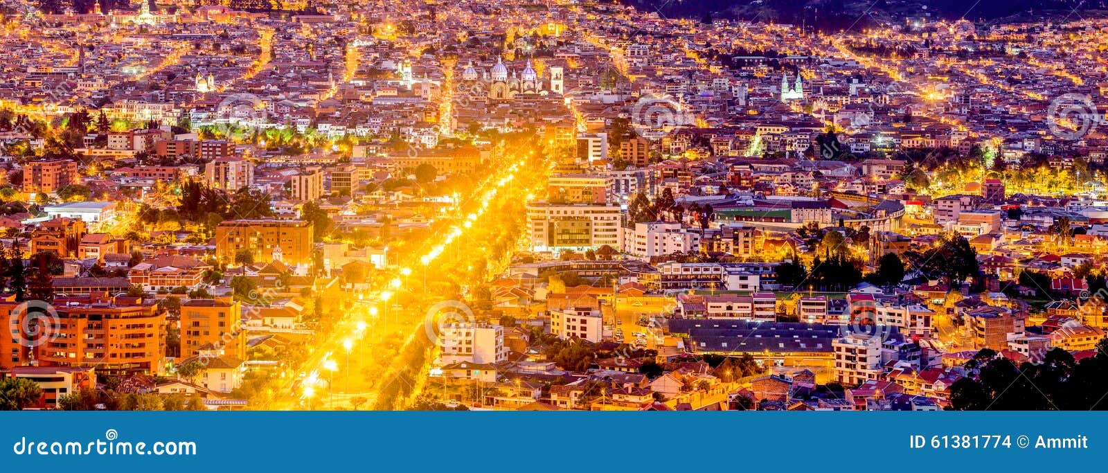 Cuenca Ecuador Night Panorama Stock Photo - Image of capital, night ...