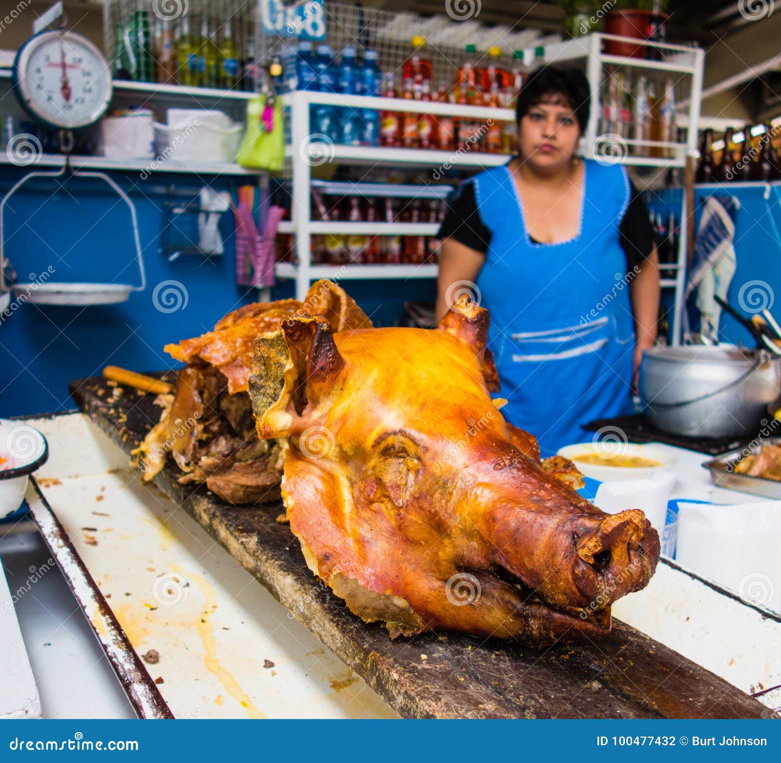 Vendor Selling Pork Pig for Lunch Editorial Photography - Image of ...