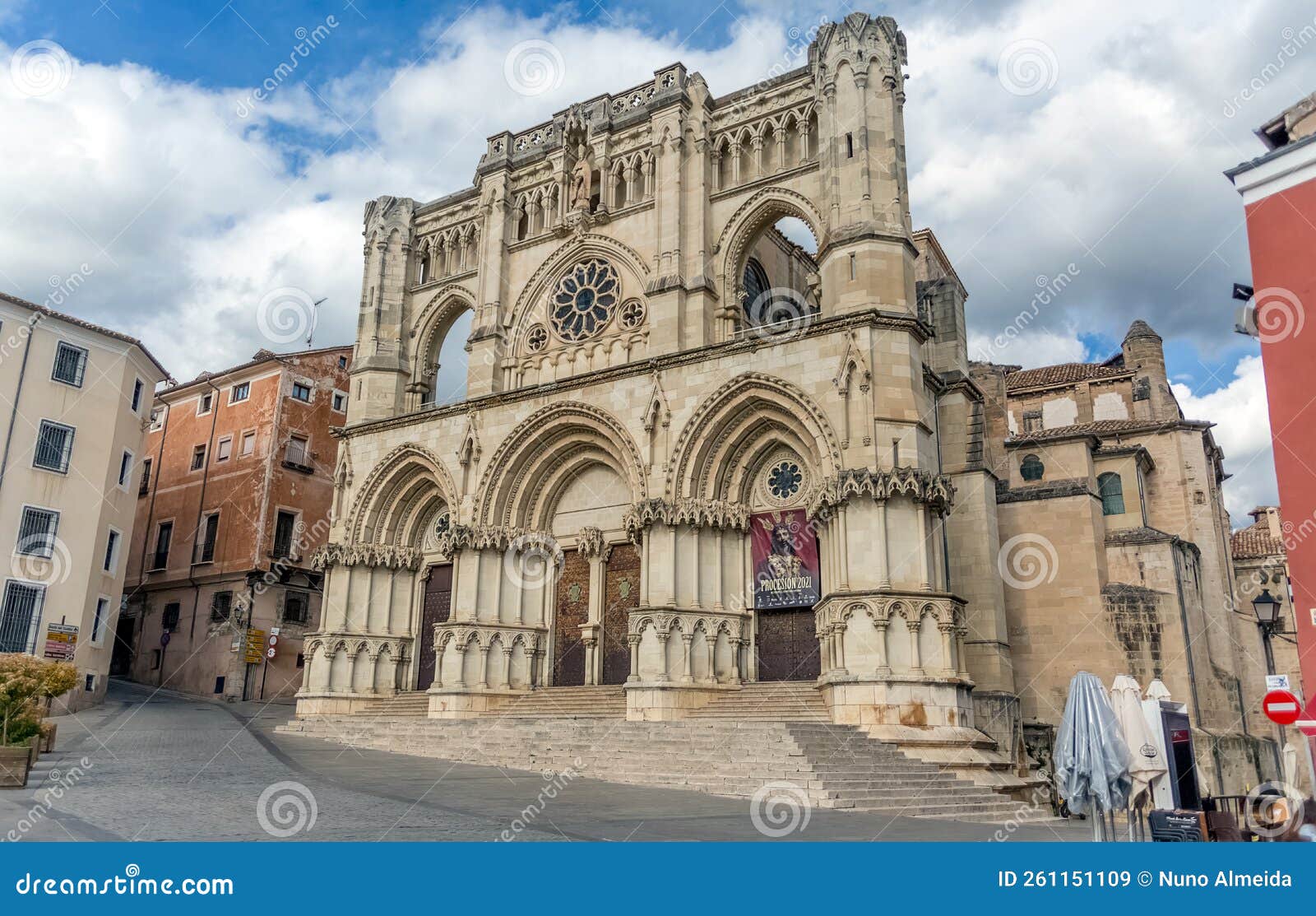Front Main Facade View at the Gothic Classic Building at the Cuenca ...