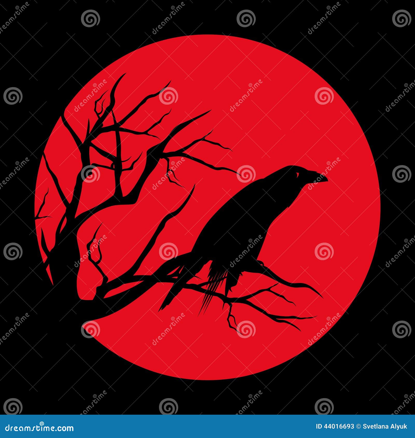 Cuervo rojo de la luna ilustración del vector. Ilustración de arte ...