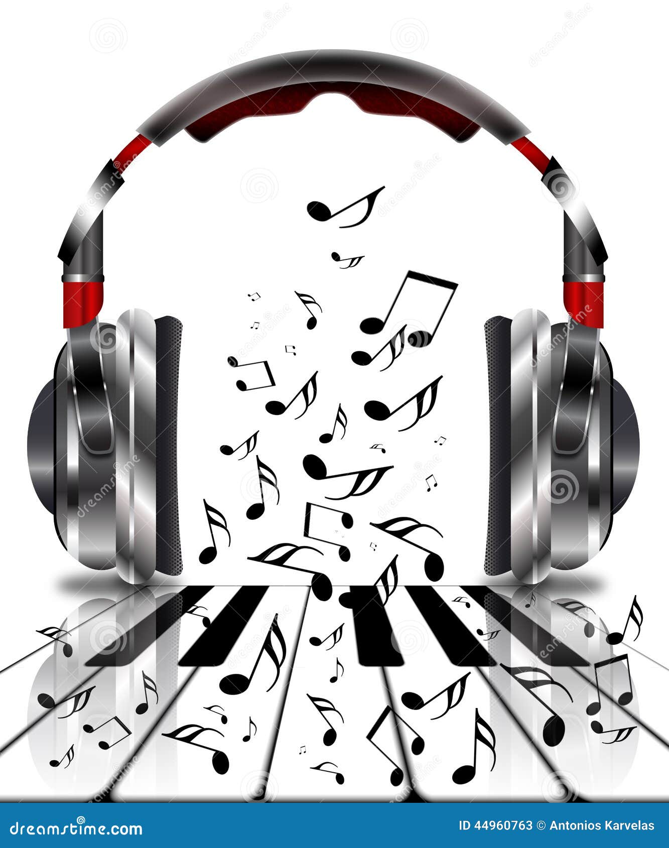 Cuffie Realistiche Con Le Note Di Musica Illustrazione di Stock ...