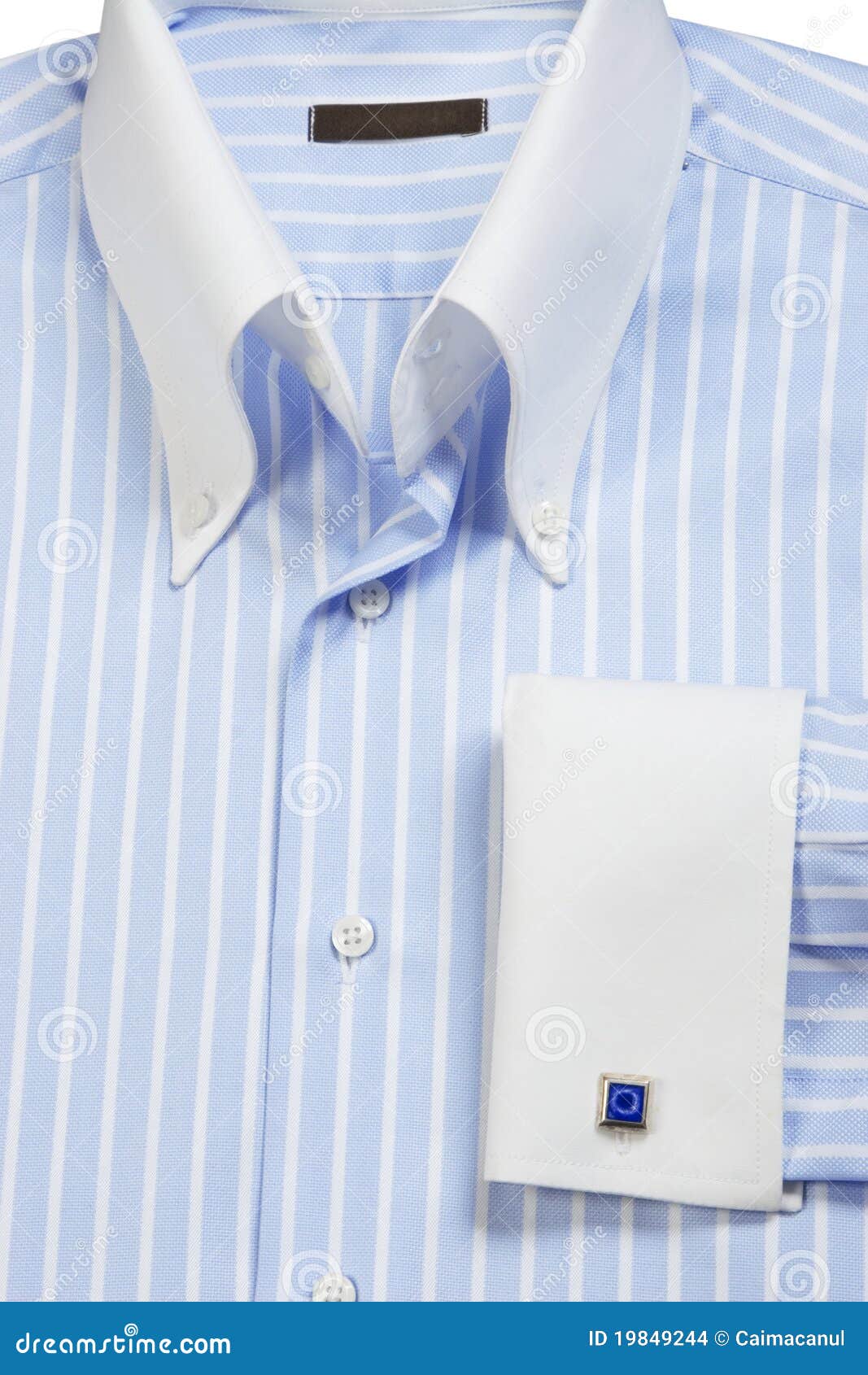 Cufflink on Blue Striped Shirt Stock Photo - Image of classic, blue ...