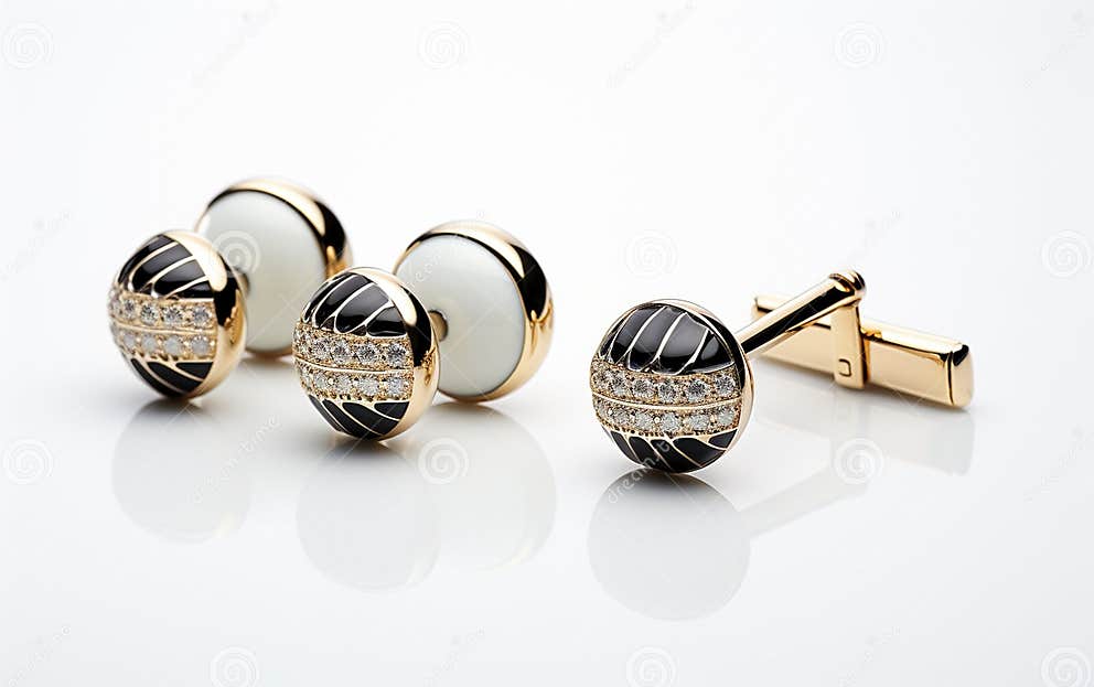 Cufflinks and Studs Set on a Transparent Background Stock Illustration ...