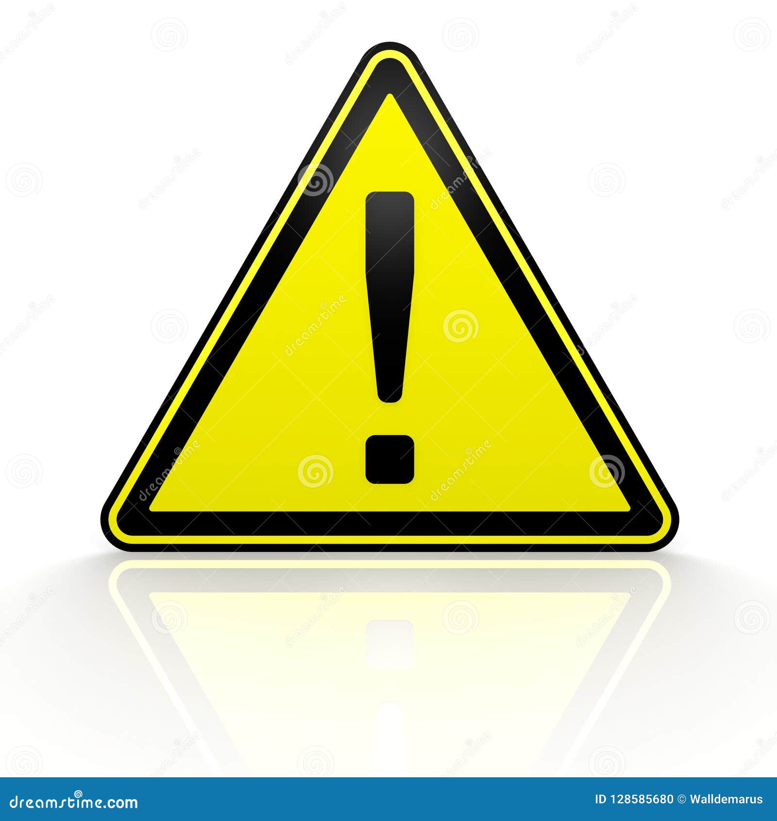 Cuidado! Sinal de aviso ilustração stock. Ilustração de branco - 128585680