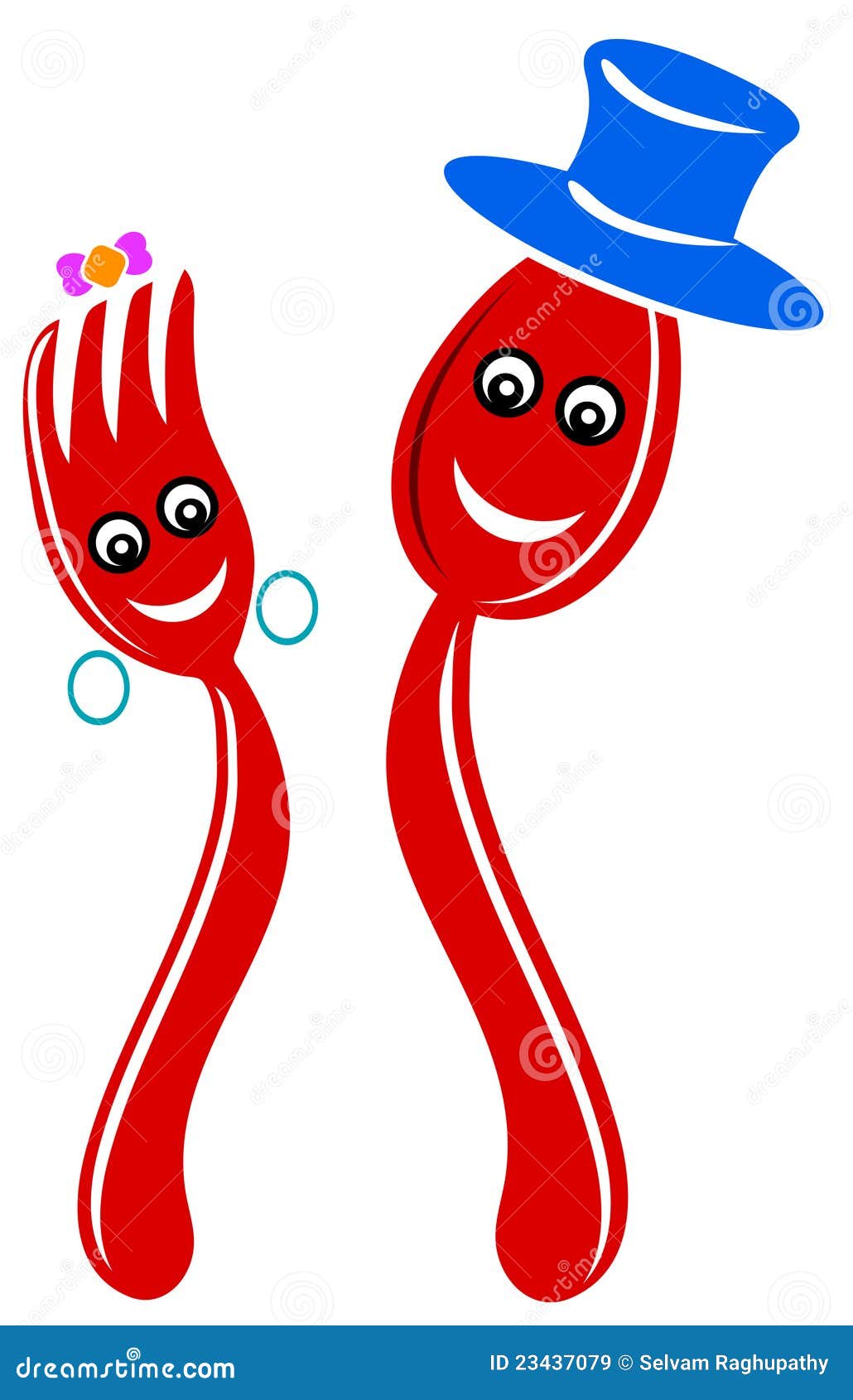 Cuillère et fourchette illustration de vecteur. Illustration du heureux ...