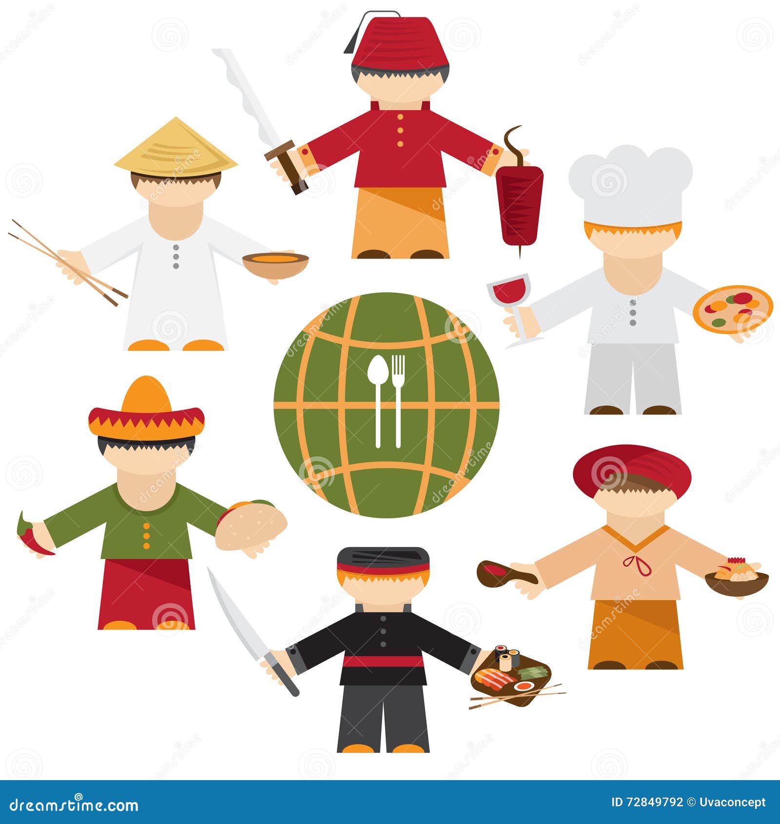 Cuisine Nations of the World , Flat Different Chefs Stock Vector ...