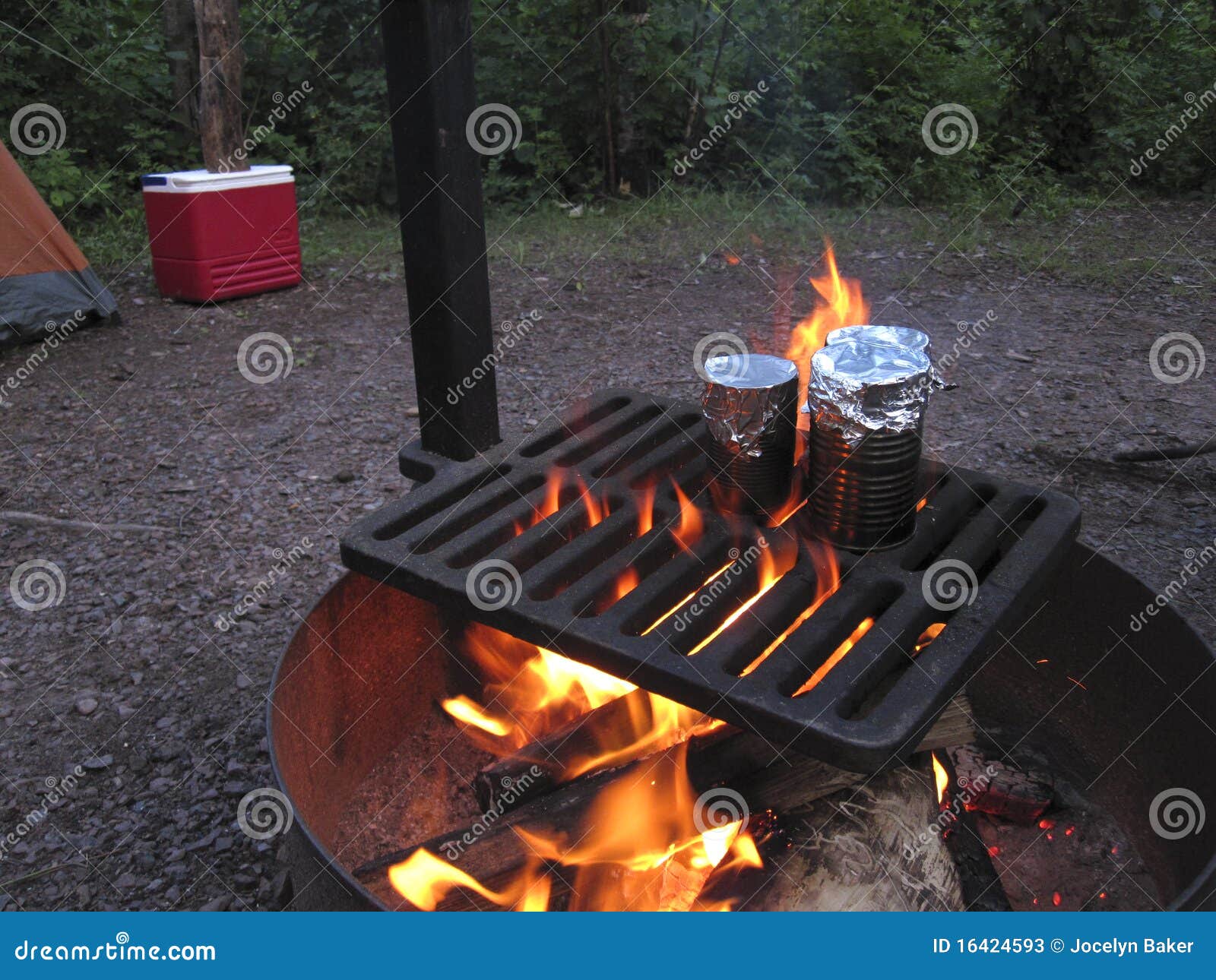 Cuisson Au-dessus D'un Feu De Camp Image stock - Image du incendie ...