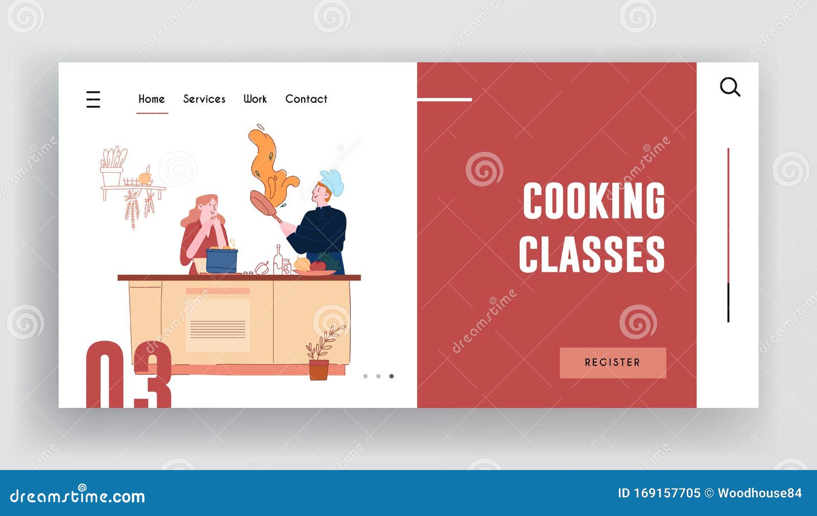 Culinary Class Workshop Website Landing Page. Man and Woman in Chef ...