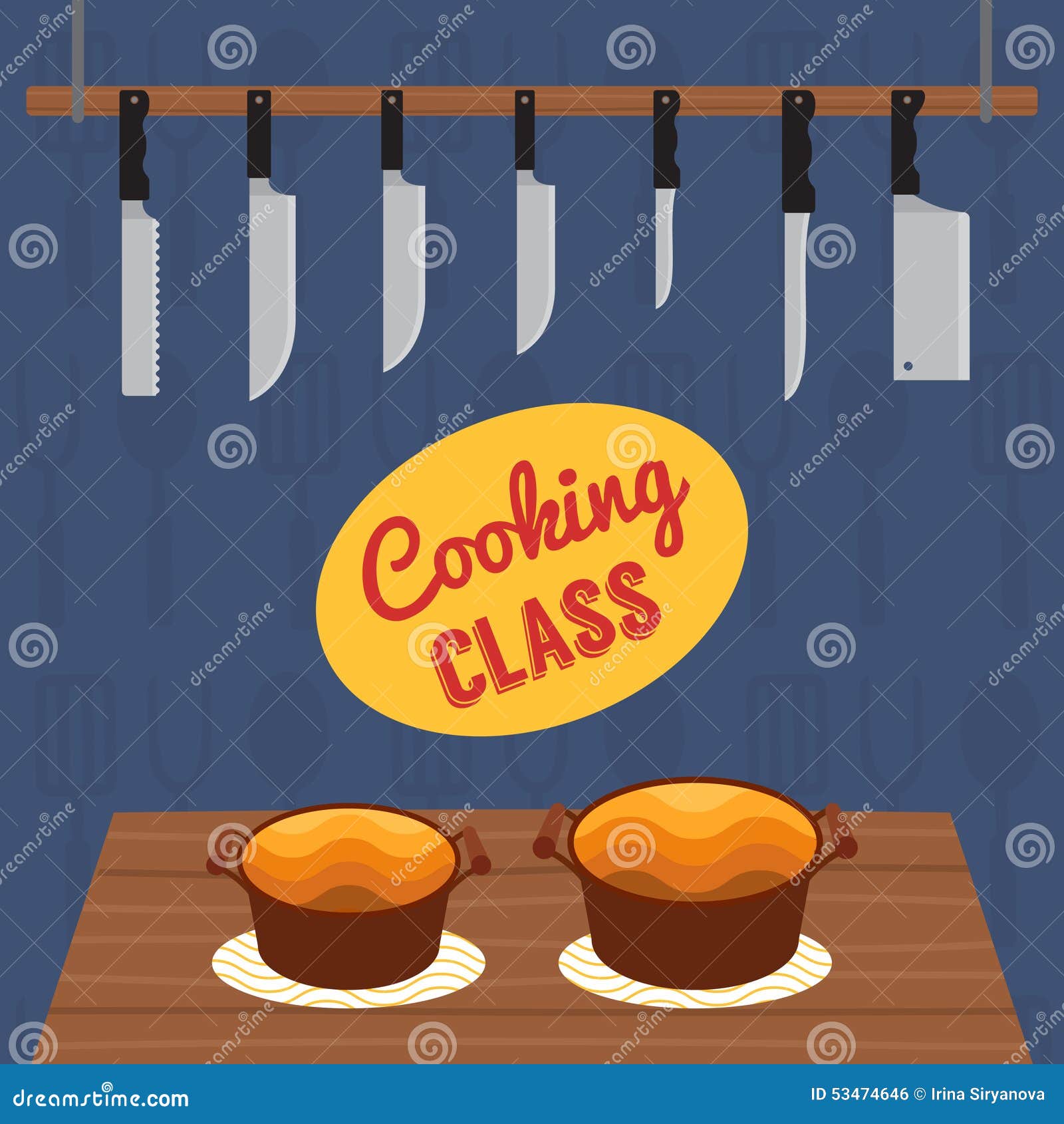 Culinary cooking class stock vector. Illustration of chef - 53474646