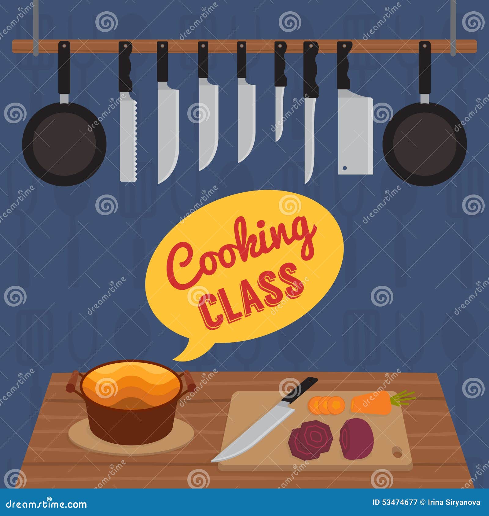 Culinary cooking class stock vector. Illustration of kitchen - 53474677