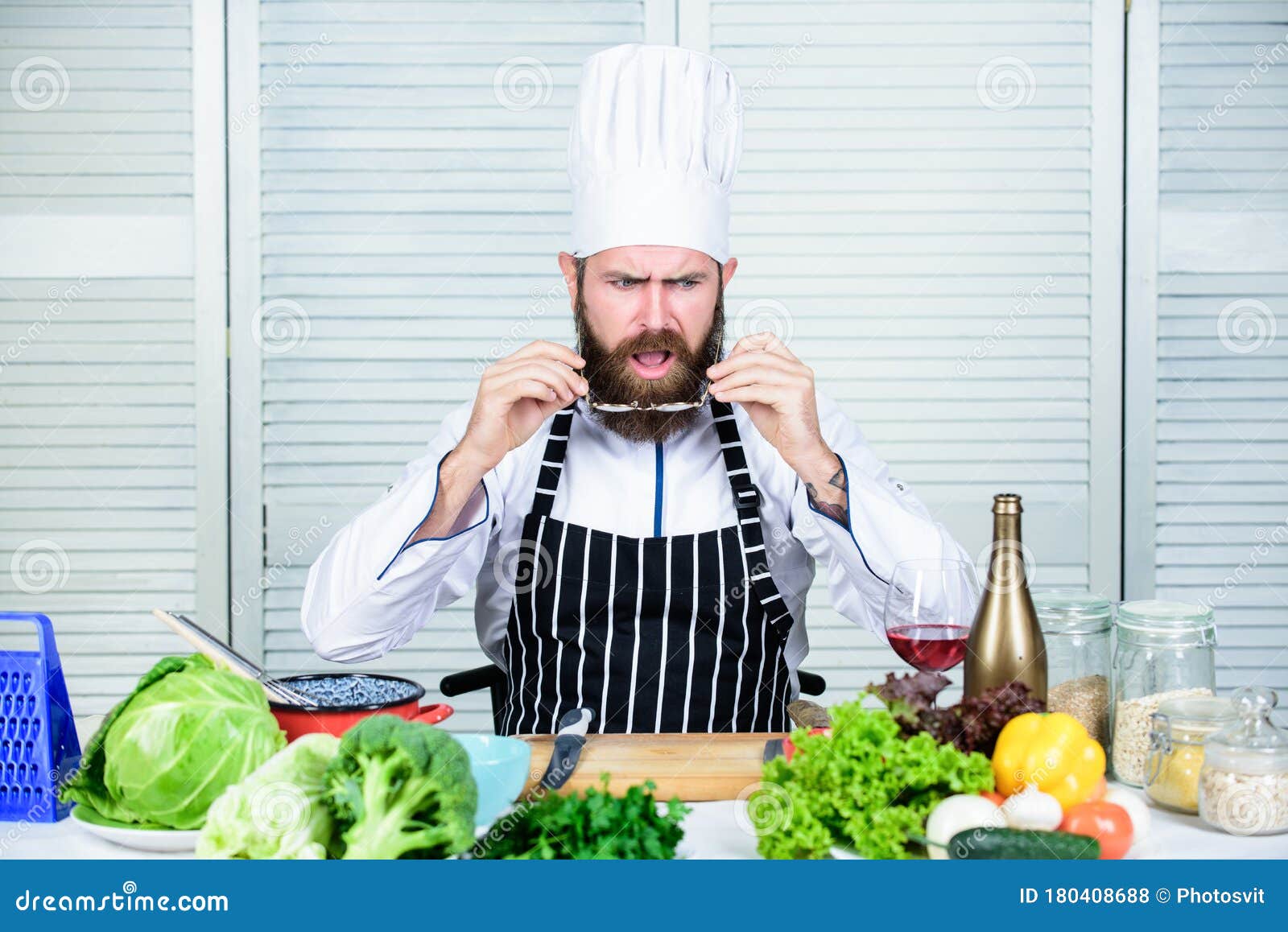 Culinary is Exciting. Chef Handsome Hipster. Get Ready. Man Bearded ...