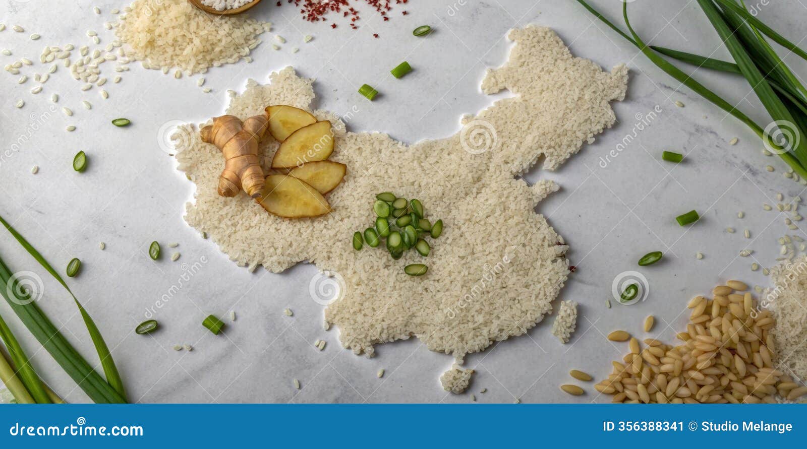 Culinary Map of China Constructed with Rice and Spices Showcasing ...