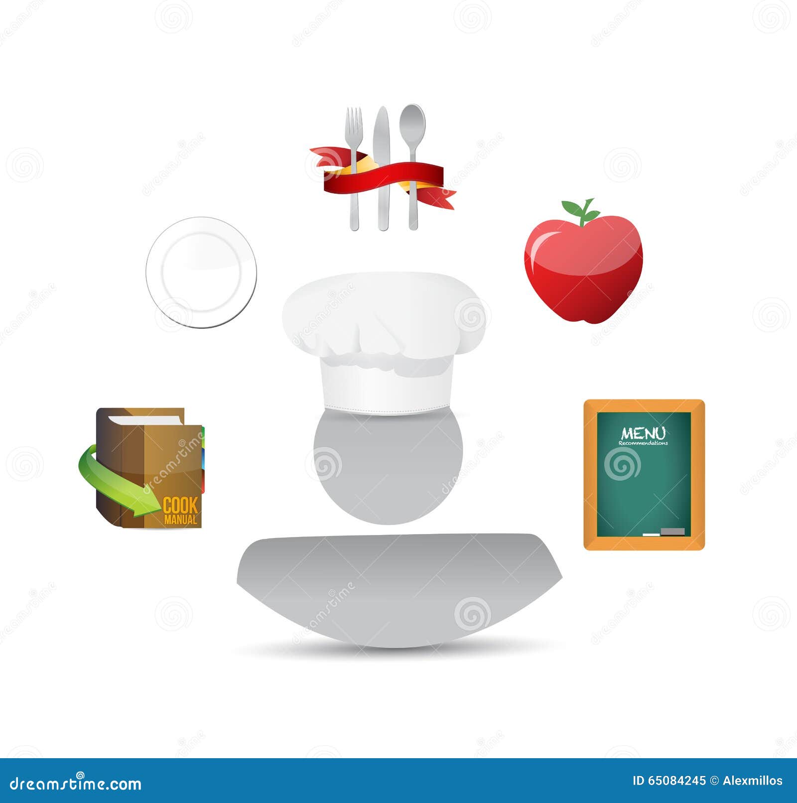 Culinary and Restaurant Icons Around a Chef. Stock Illustration ...