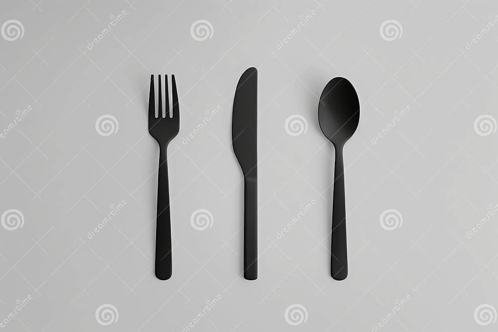 Culinary Trio the Dance of Silverware Stock Illustration - Illustration ...
