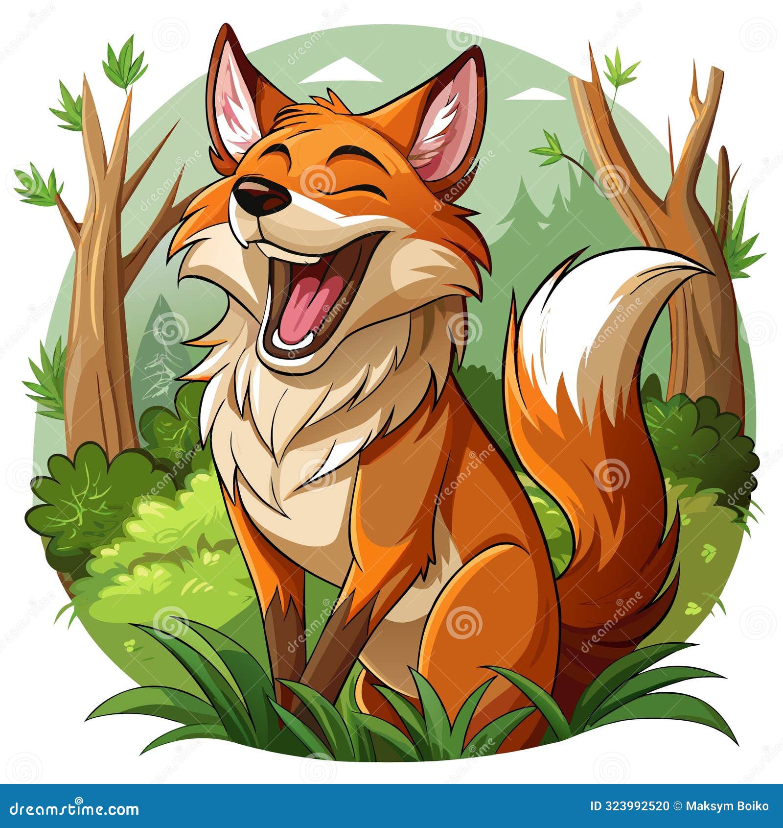 Culpeo Fox Harsh Laughs Forest Vector Stock Illustration - Illustration ...
