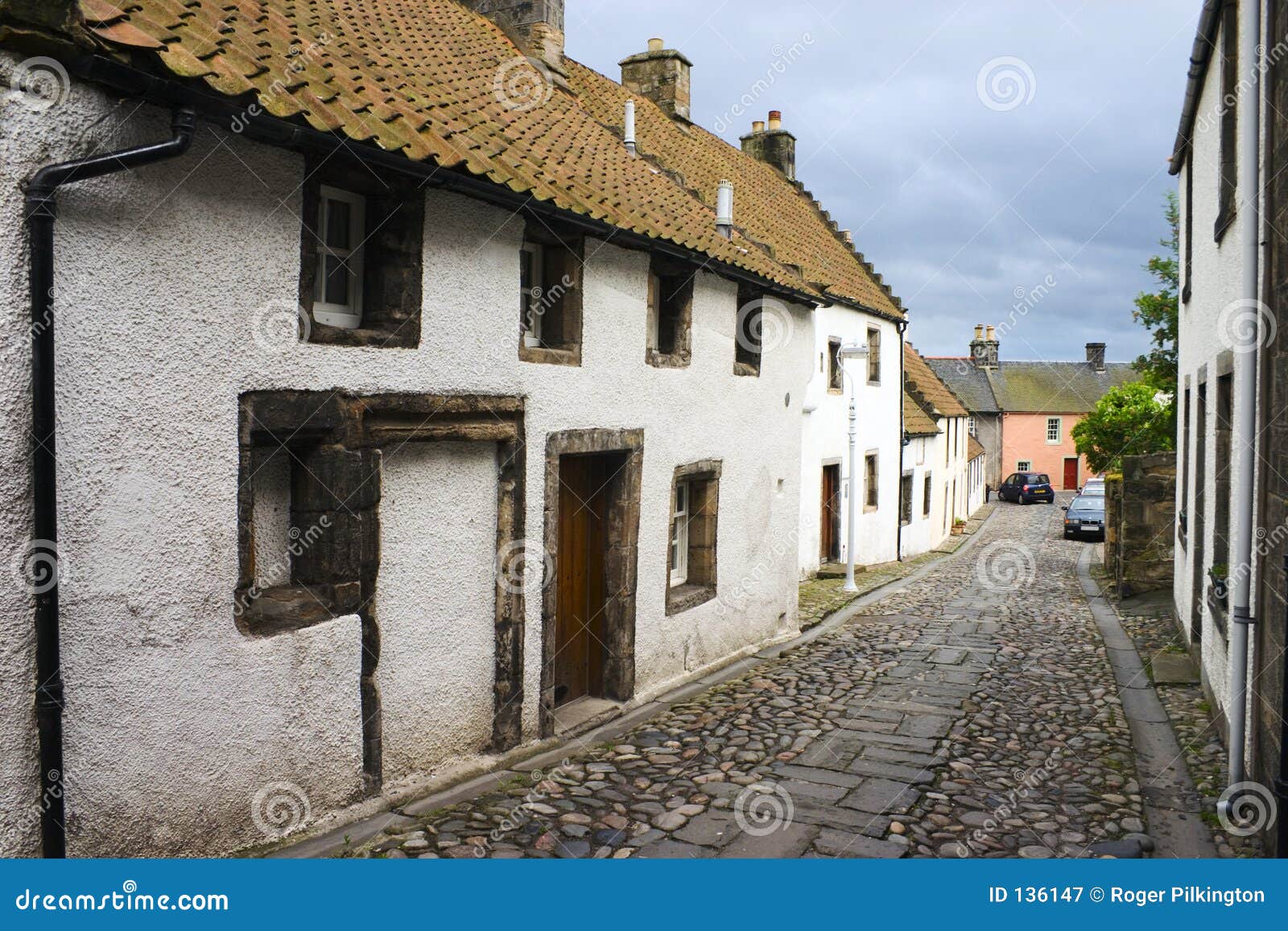 Culross Fife Scottish Village Houses On Road Steep Slope Royalty-Free ...