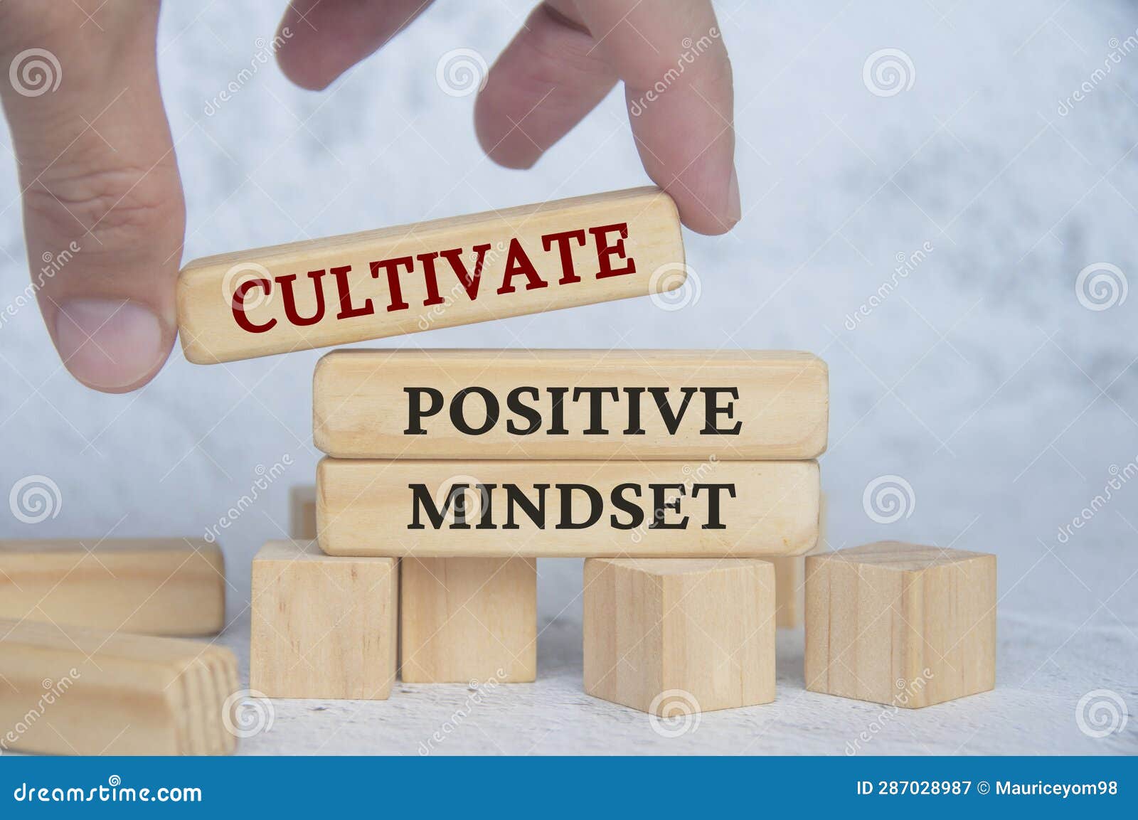 Cultivate Positive Mindset Text on Wooden Blocks. Continuous ...