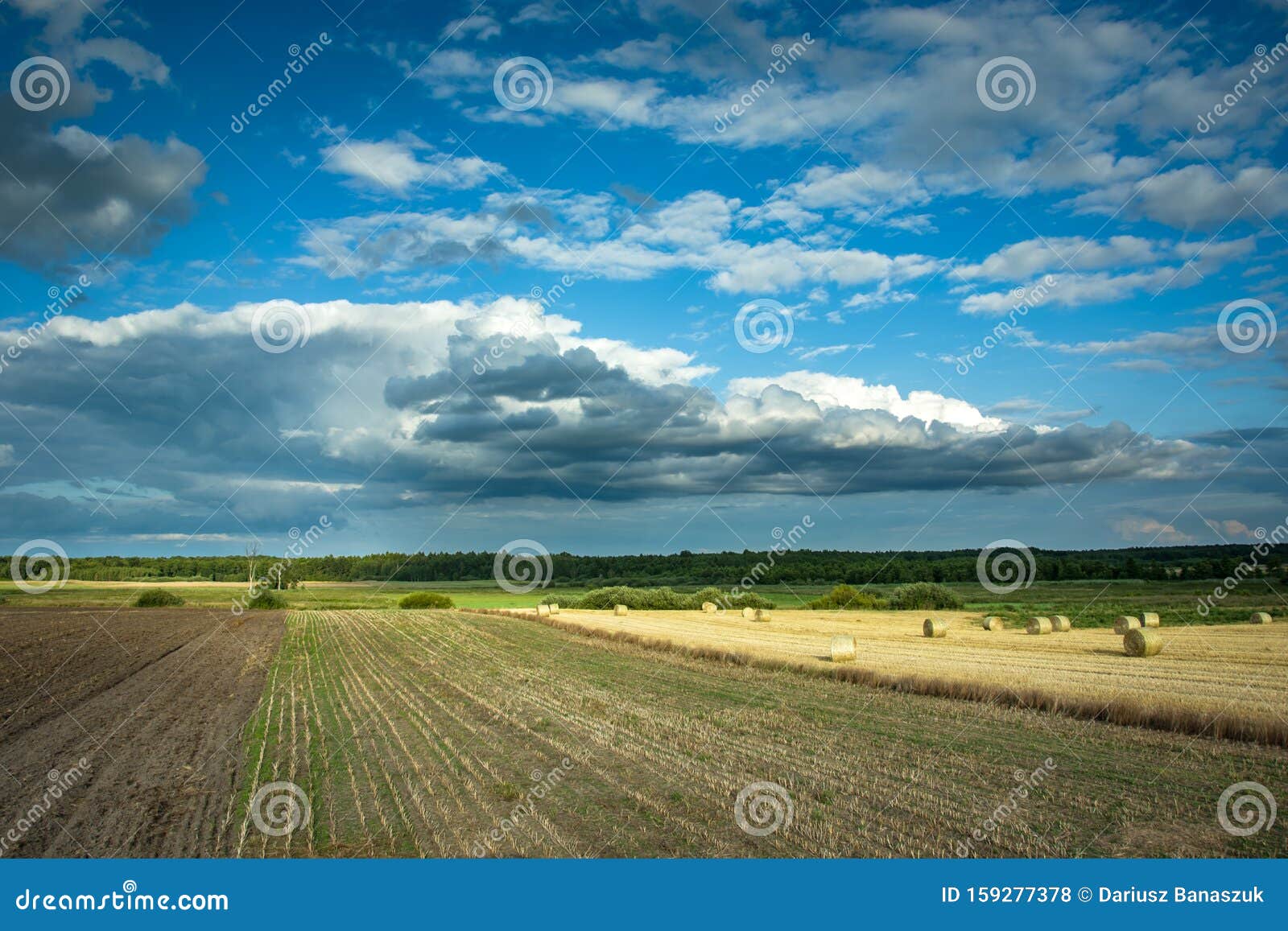 Cultivated Fields in Eastern Poland, Horizon and Clouds on the Sky ...