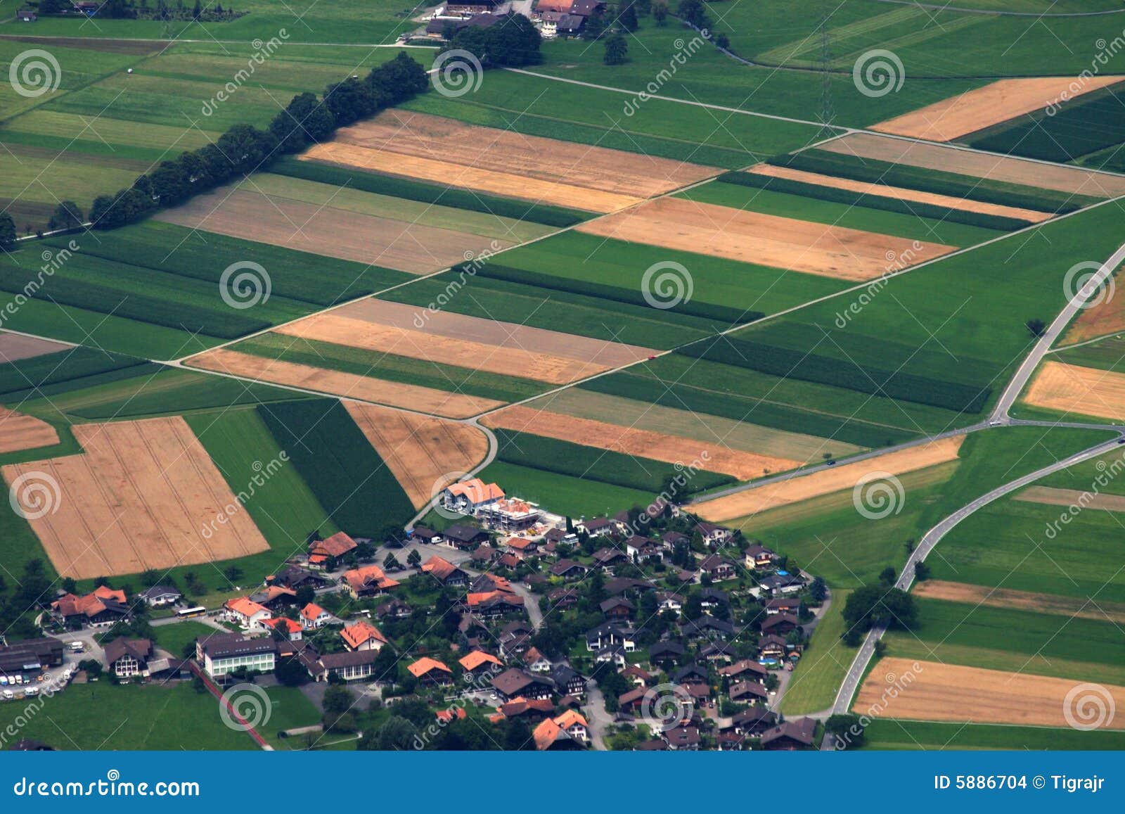 Cultivated Fields And Farmhouses, Switzerland Stock Photo - Image of ...