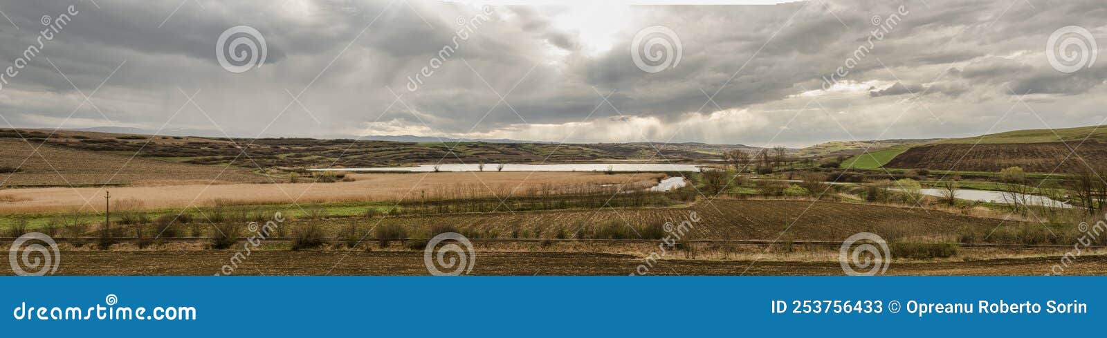 Cultivated Fields and Rain Clouds Stock Image - Image of landscape ...