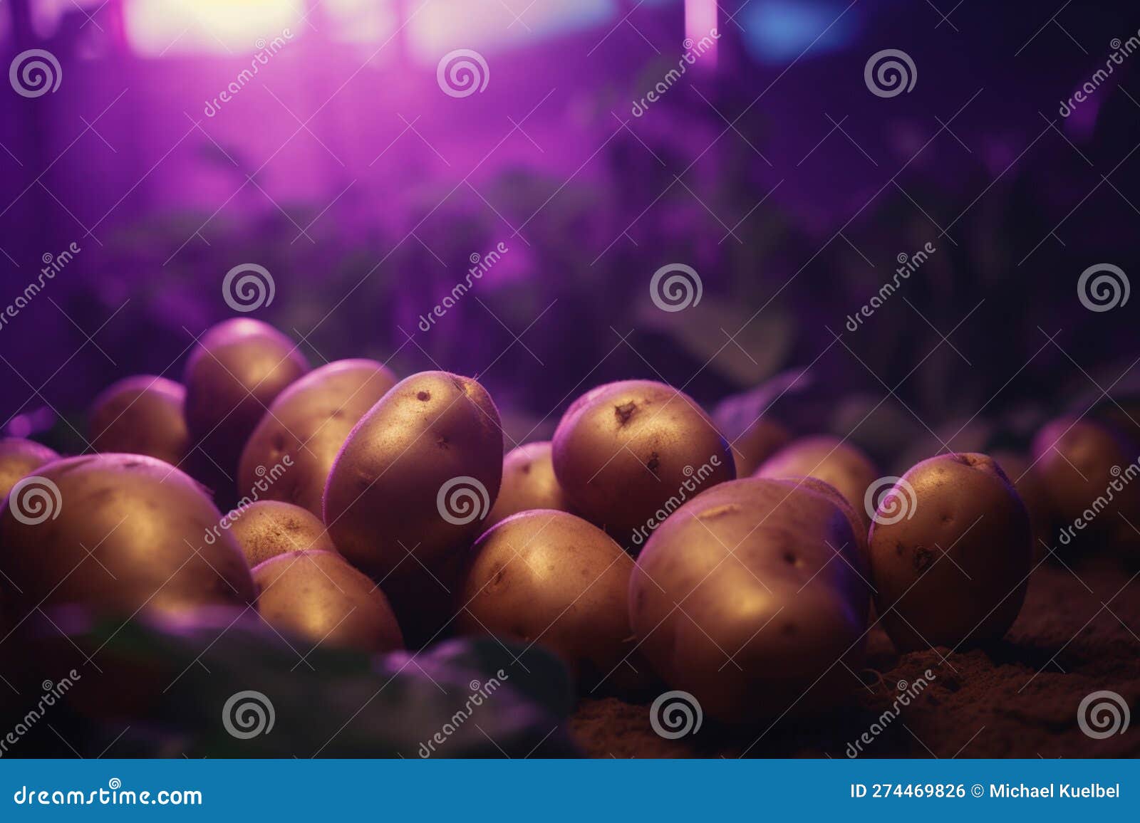 Cultivation of Potatoes Under Artificial UV Light in Hydroponic System Stock Illustration ...