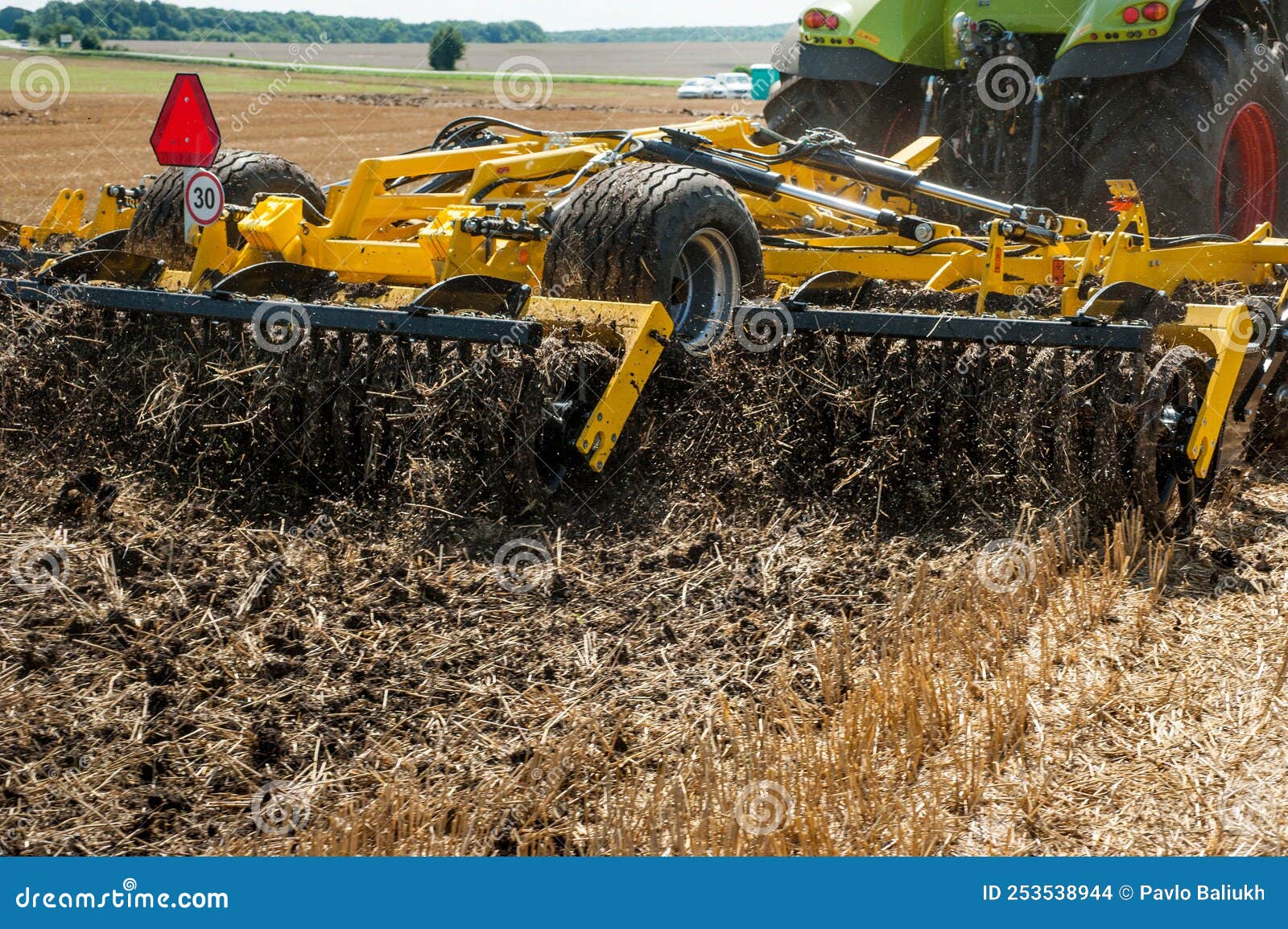 Cultivator, Tillage System in Operation with Tractor Stock Photo ...