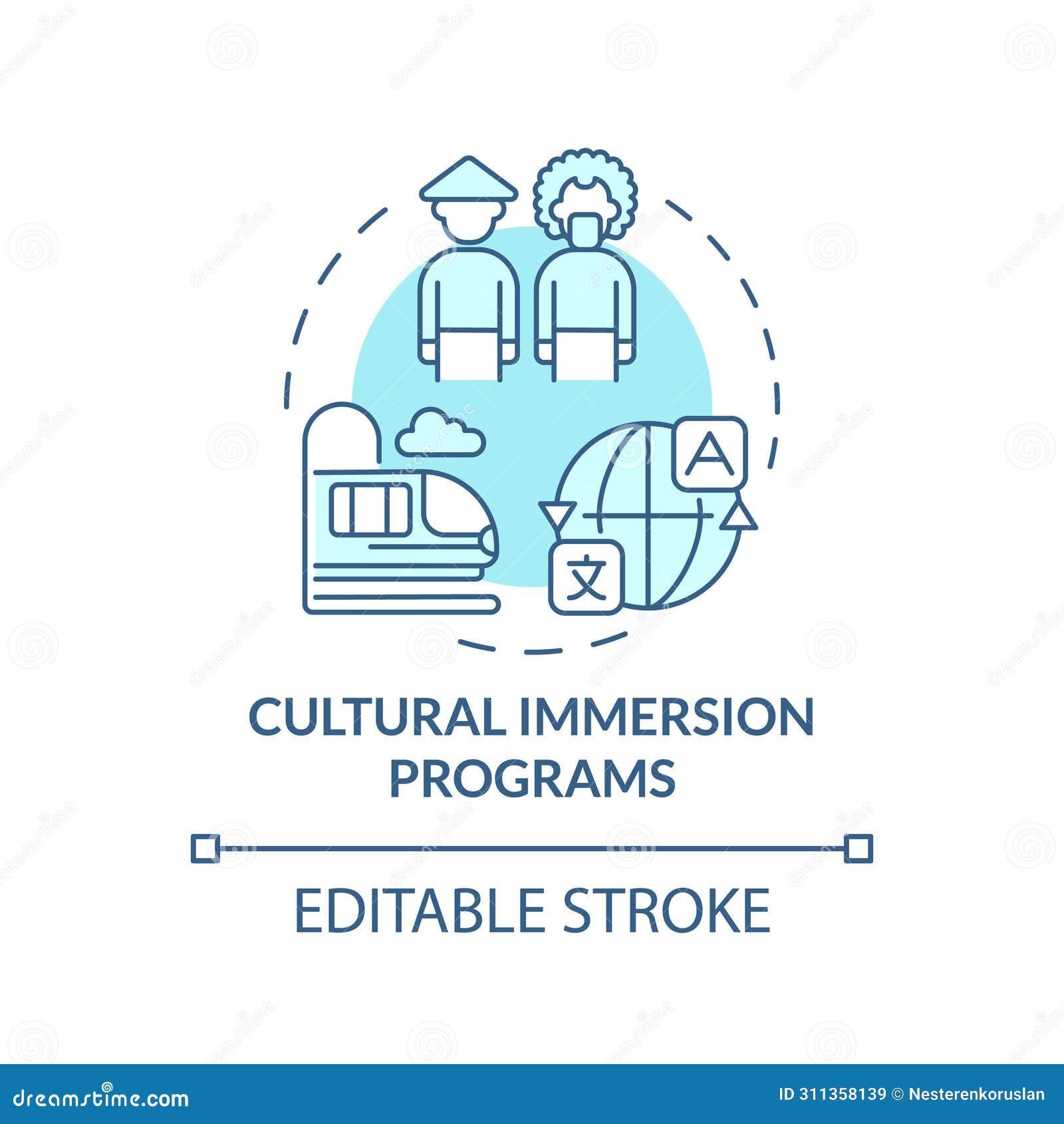 Cultural Immersion Programs Soft Blue Concept Icon Stock Vector ...