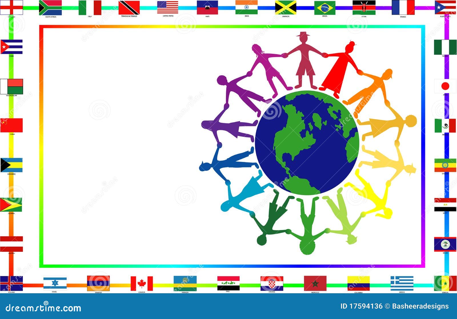 Cultural people with flags stock vector. Illustration of biracial ...