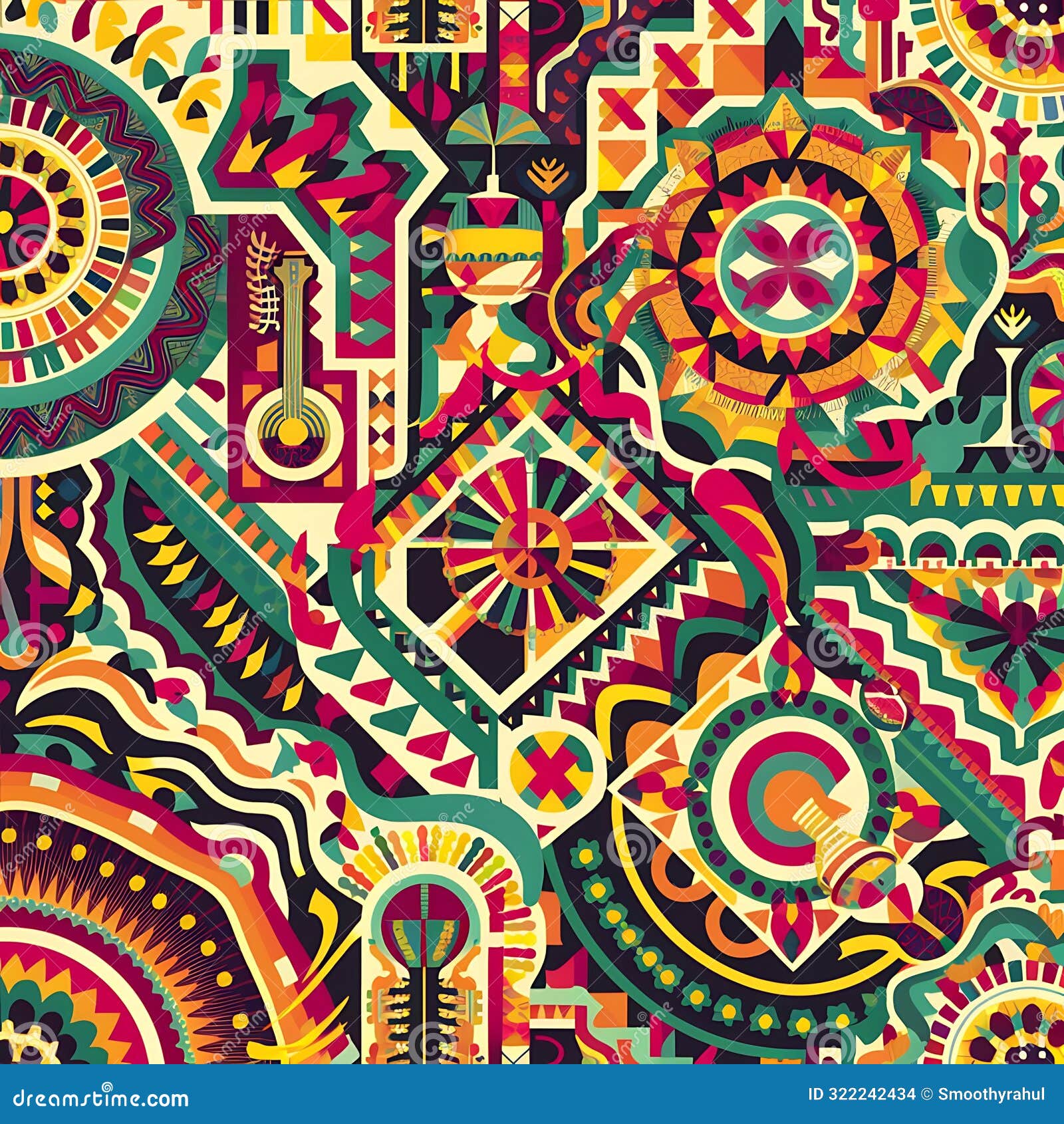 Cultural Symbols Pattern for Hispanic Heritage Month Stock Illustration ...